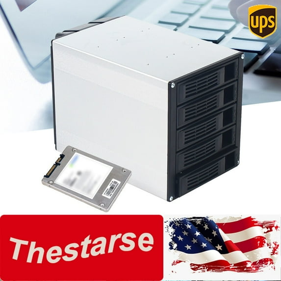 6Gbps 5 Bays Hard Disk Enclosure Box Case For 2.5/3.5 Inch SATA SAS D ...