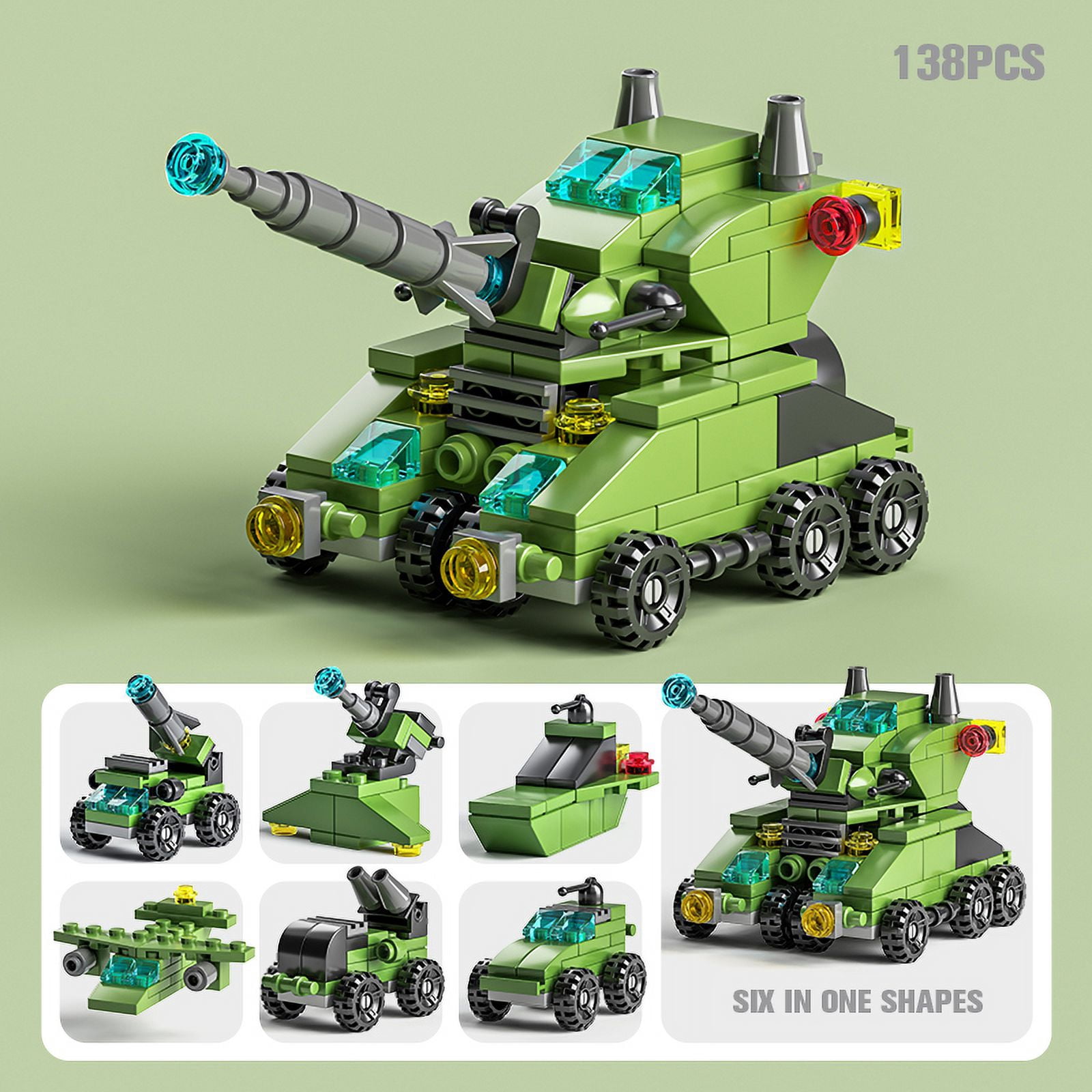 6IN1 Building Blocks Police Truck City Fire Car Helicopter Tank ...