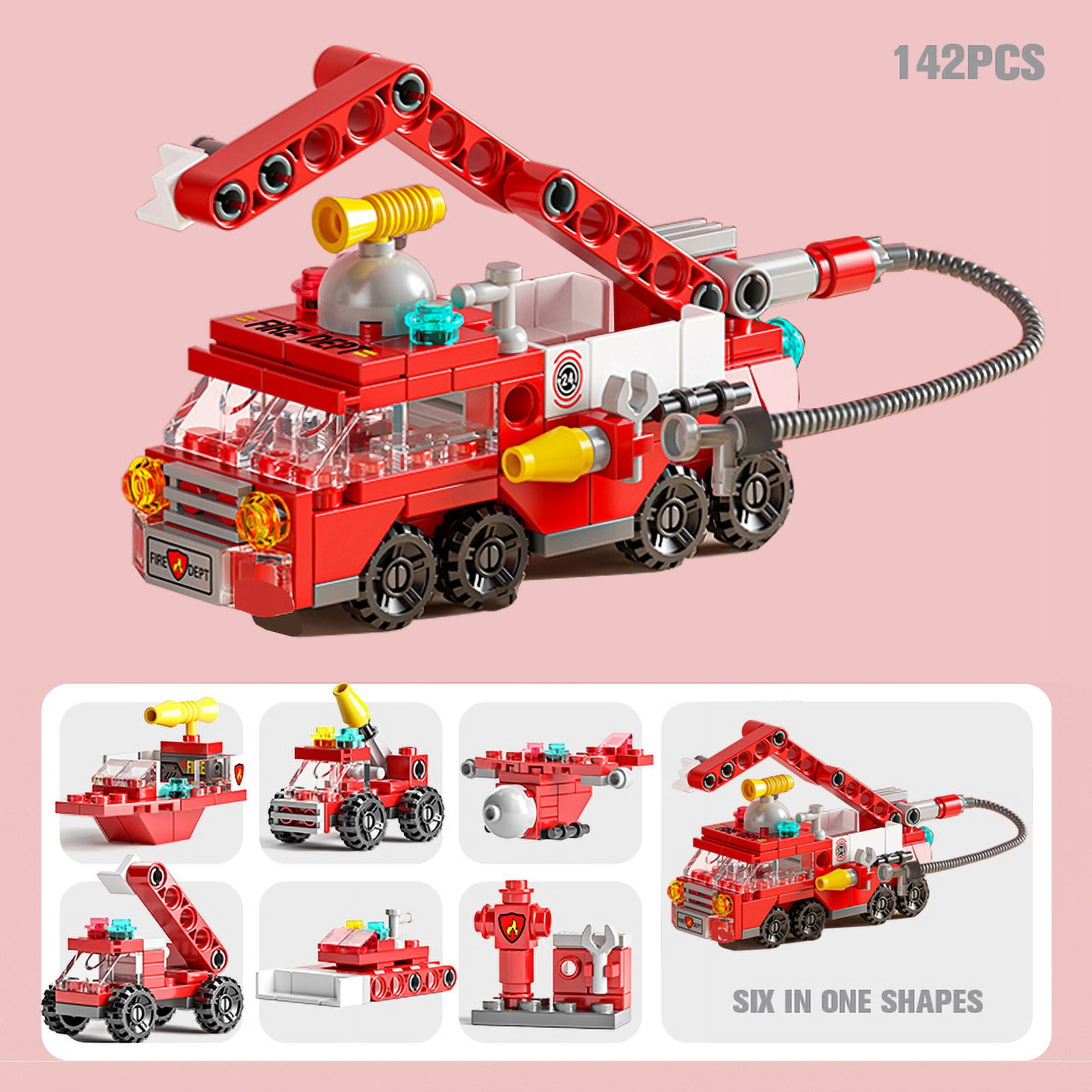 6IN1 Building Blocks Police Truck City Fire Car Helicopter Tank ...