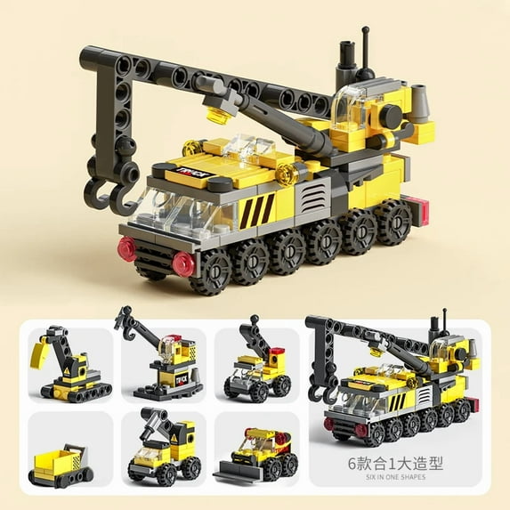 6IN1 Building Blocks Set City Fire Car Police Truck Crane Tank ...