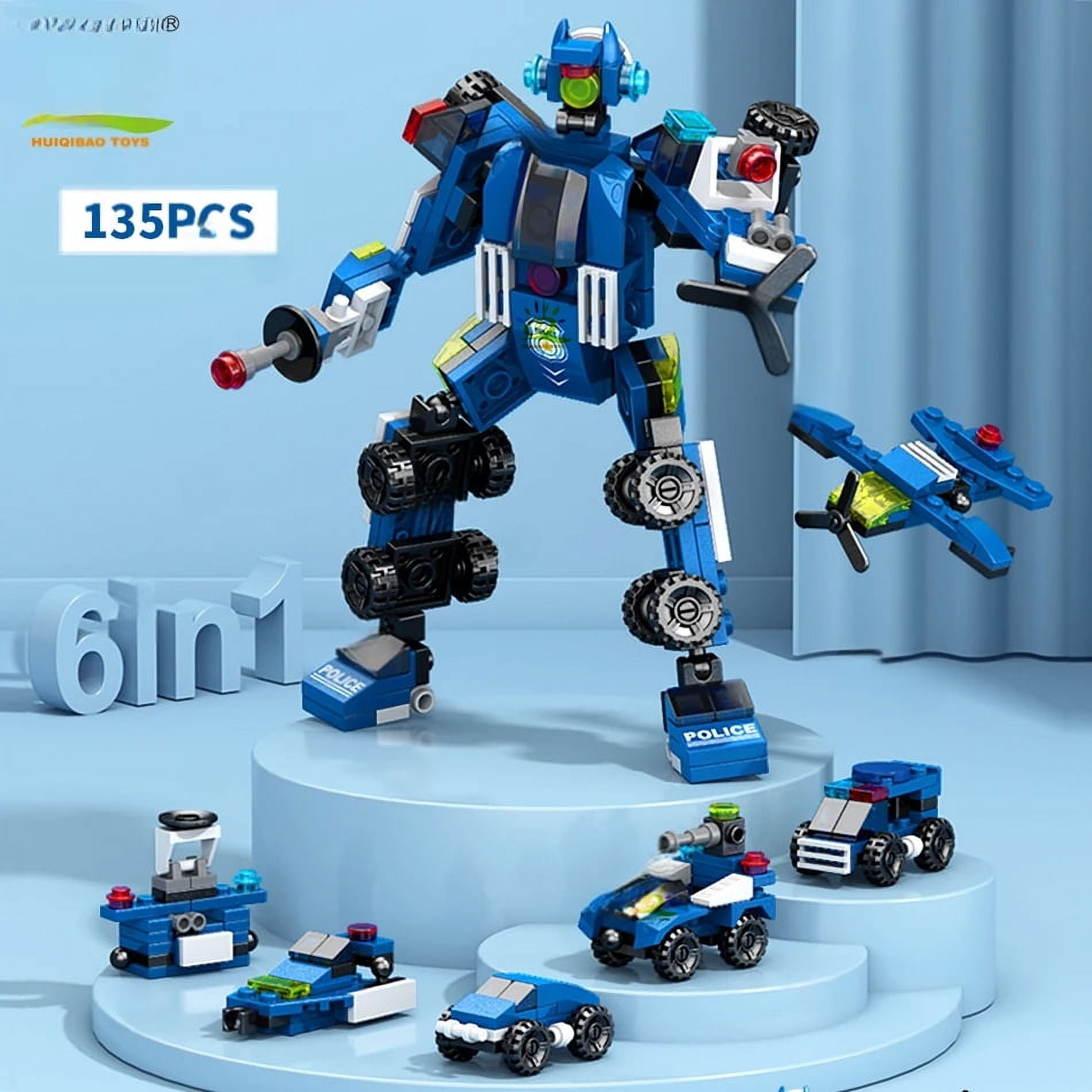 6IN1 City Engineering Car Police Truck Building Blocks Tank Helicopter ...