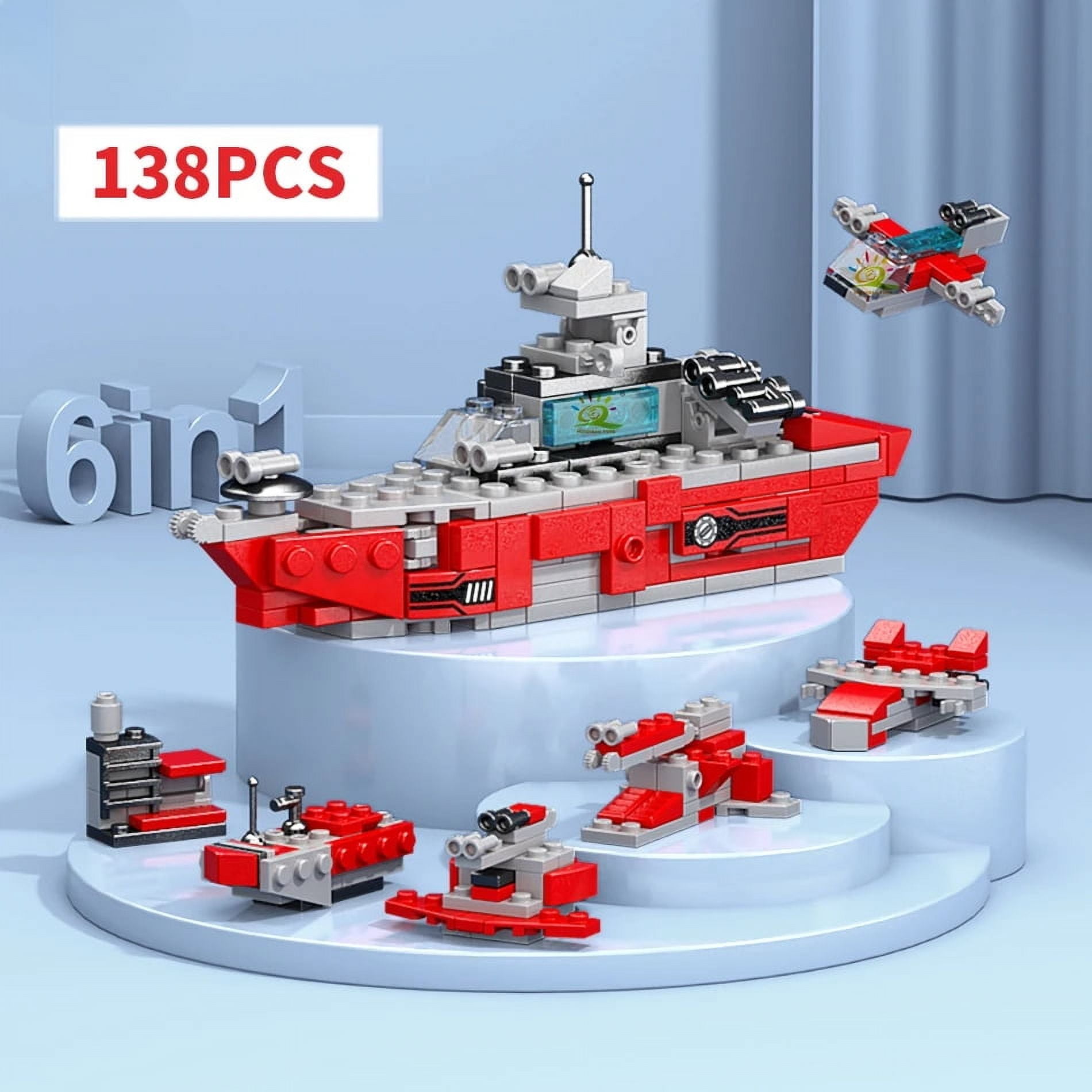 6IN1 City Engineering Car Police Truck Building Blocks Tank Helicopter ...