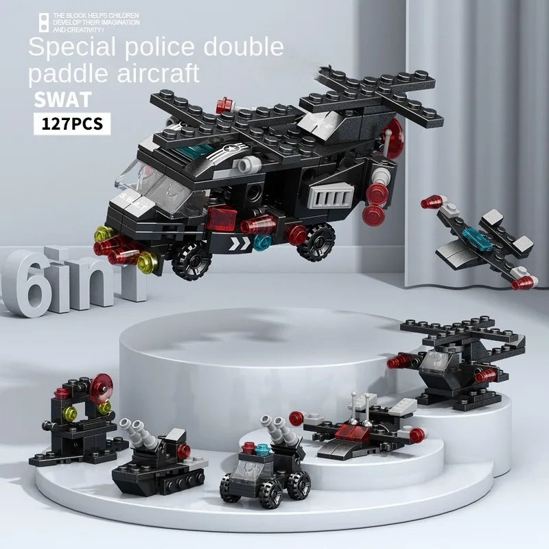 6IN1 City Engineering Car Police Truck Mech Dinosaur Building Blocks ...