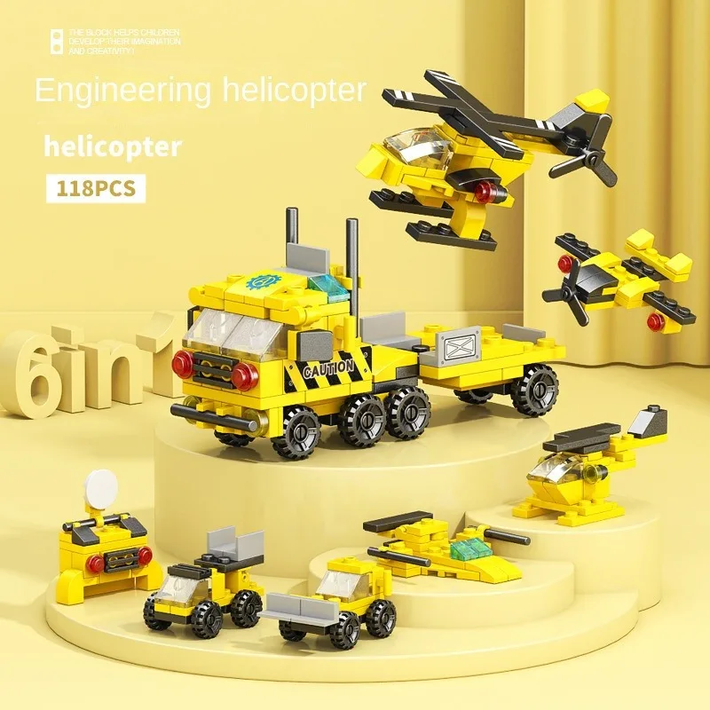 6IN1 City Engineering Car Police Truck Mech Dinosaur Building Blocks ...