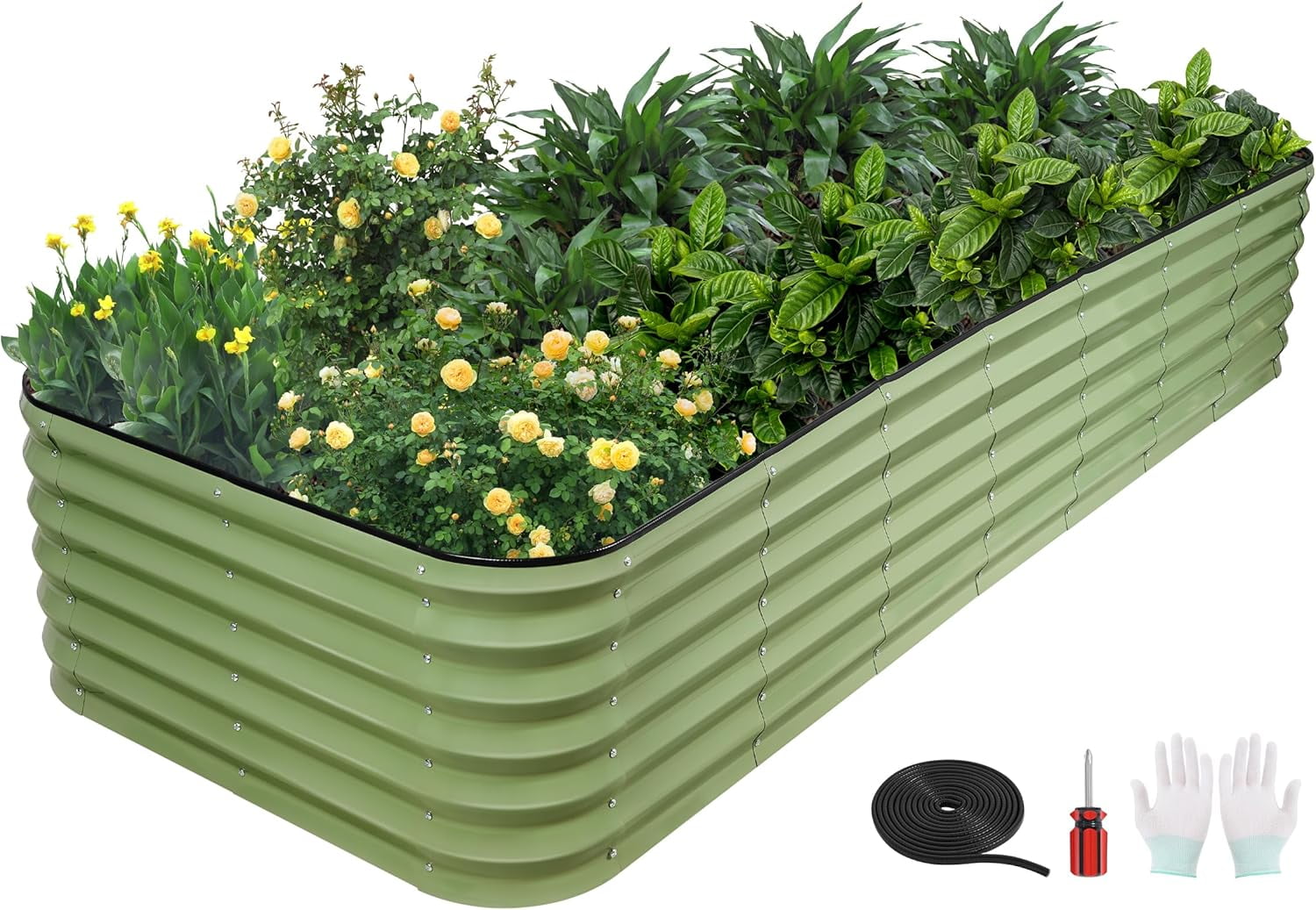 6IN1 Raised Garden Bed - 8x3x1.4ft Galvanized Raised Garden Boxes ...