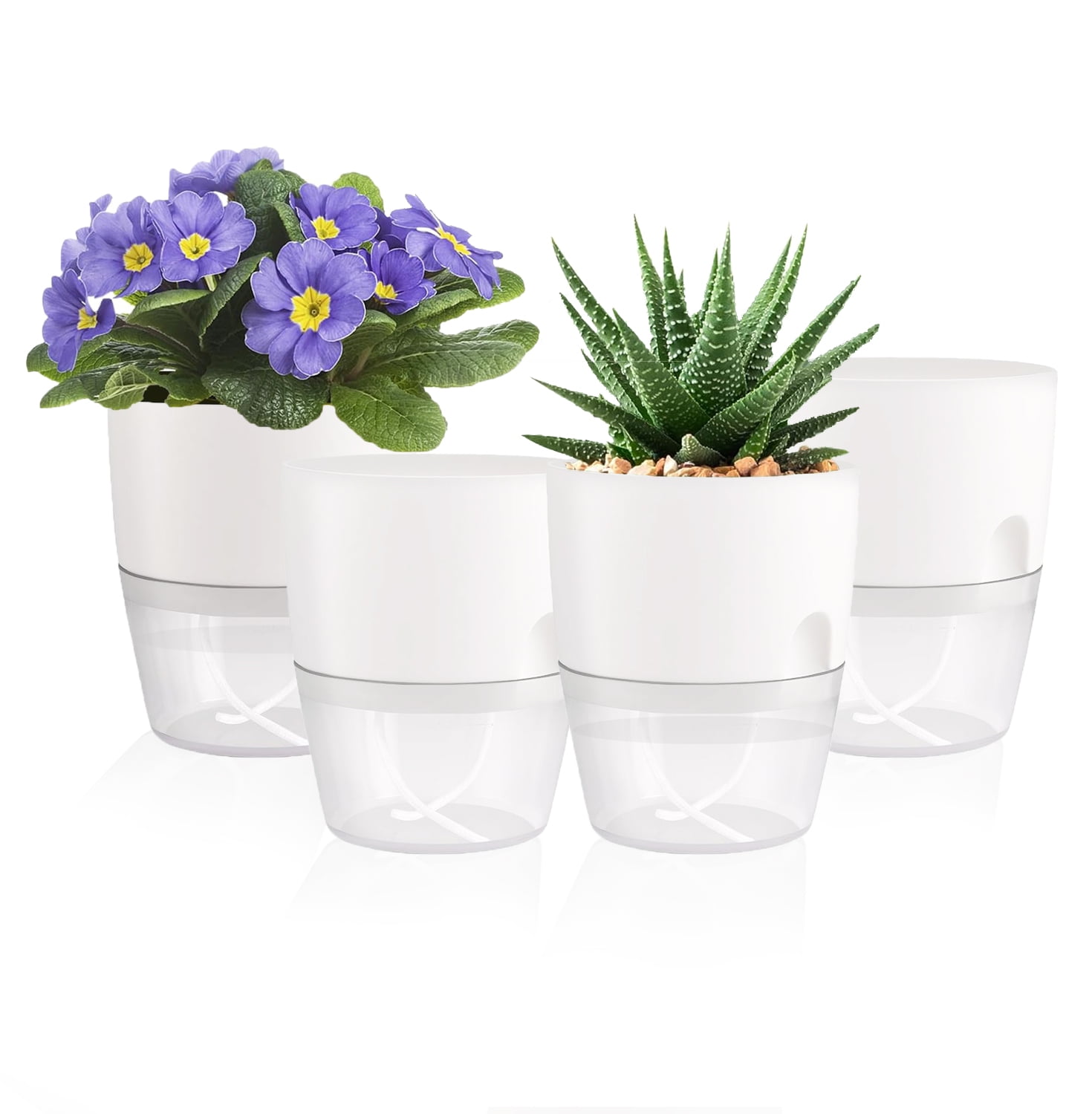 6Inch Self Watering Planter Pots 4 Pack Plant Pot for Indoor Wicking ...