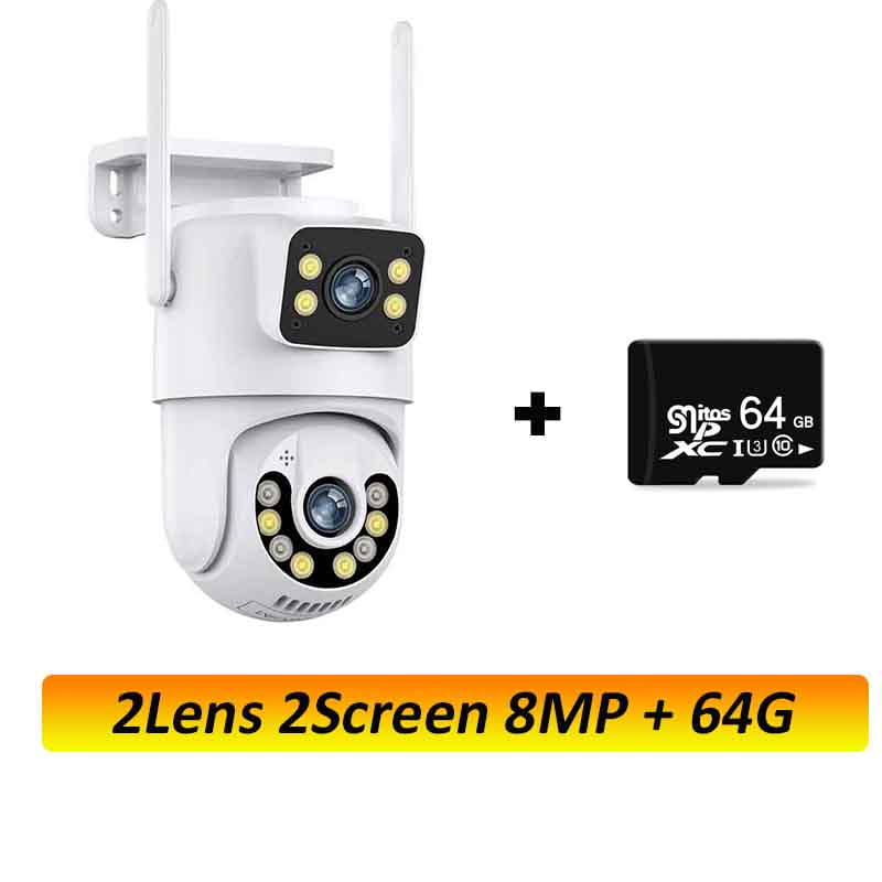 6K 12MP Security Camera 8X Zoom Three Lens Dual Screen Outdoor WiFi ...