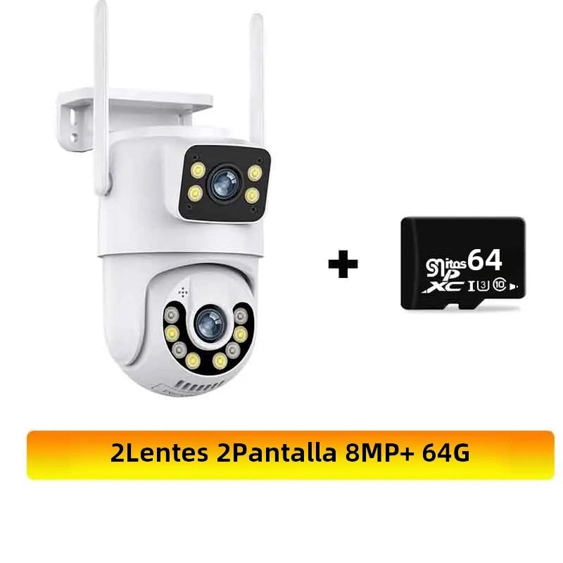 6K 12MP Security Camera with 8X Zoom, Three Lenses, Dual Screen ...
