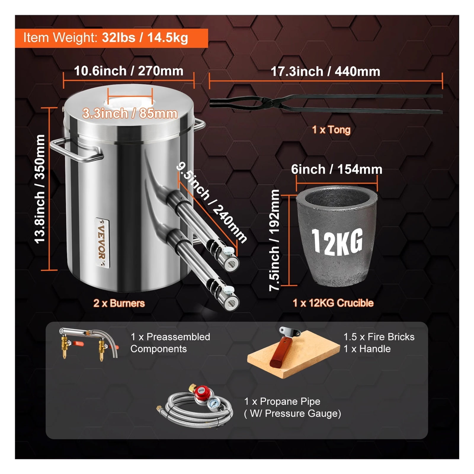 6KG 12KG Metal Melting Furnace Large Capacity Foundry Home Kilns ...