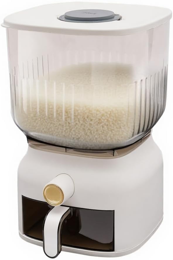 6KG Rice Dispenser, Large Sealed Grain Storage Container with Rice Cup ...