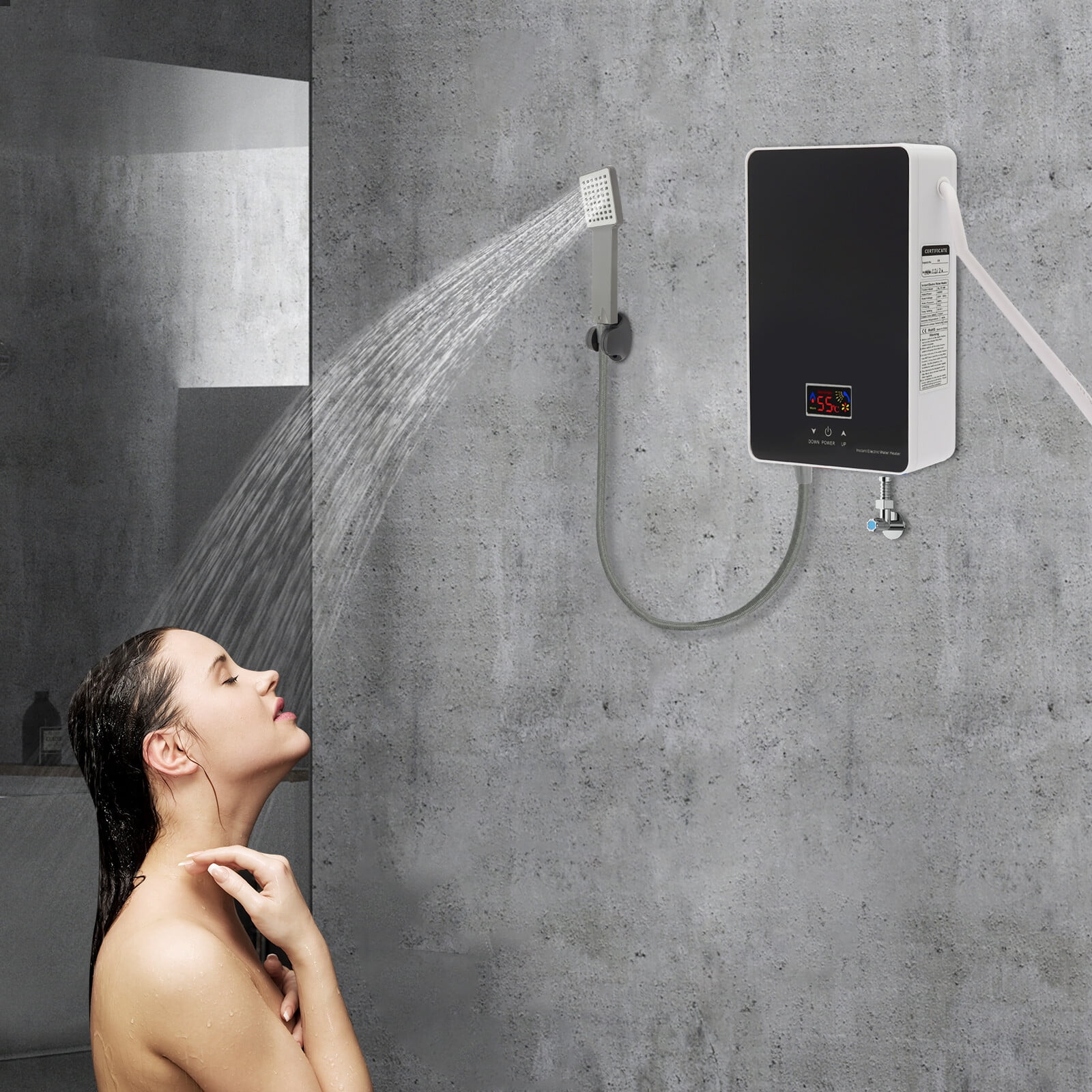 6KW Electric Water Heater with LED Panel, IPX4 Waterproof, 0.6MPa ...