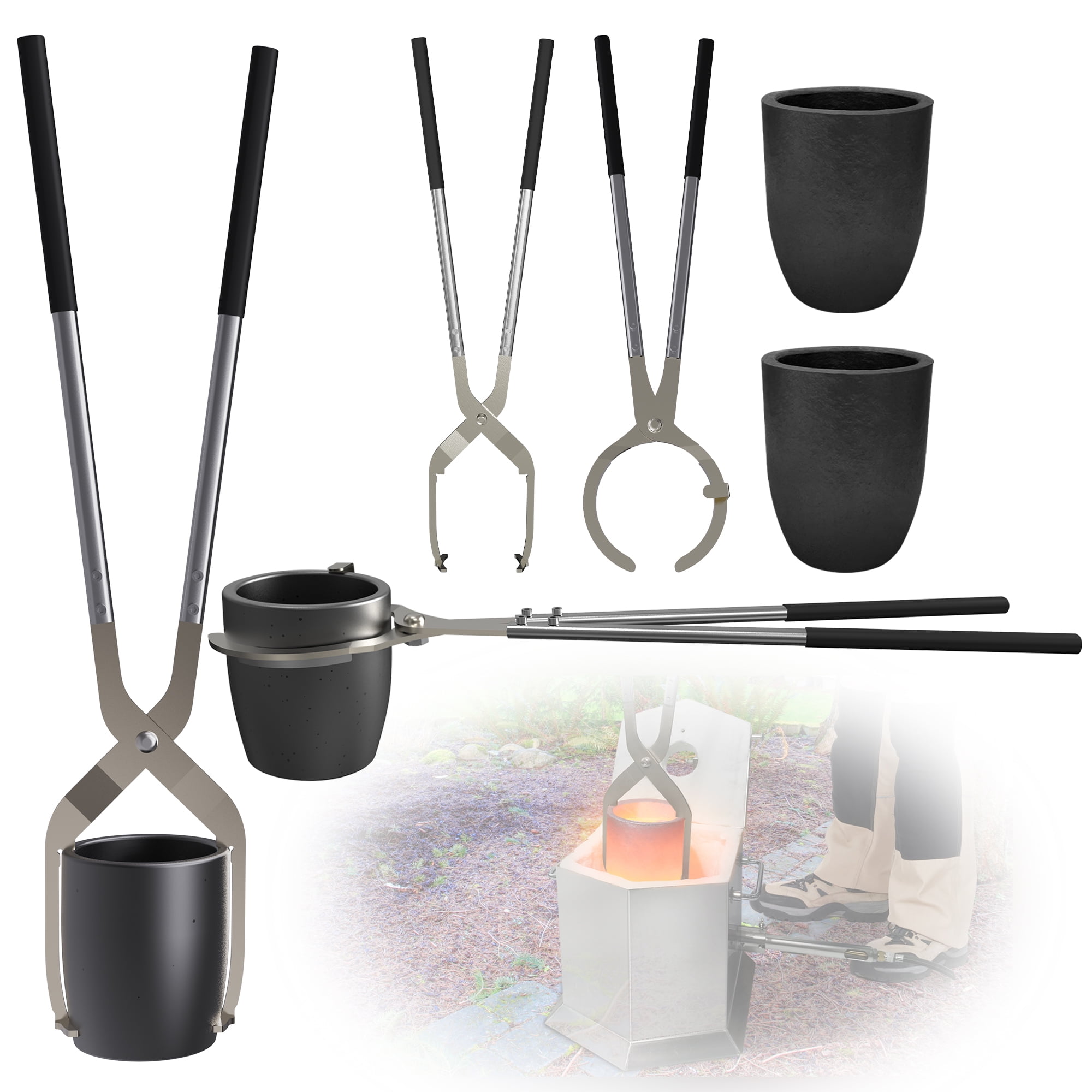 6Kg Crucible Tongs Set for Melting Metal, Lifting Tongs + Pouring Tongs ...