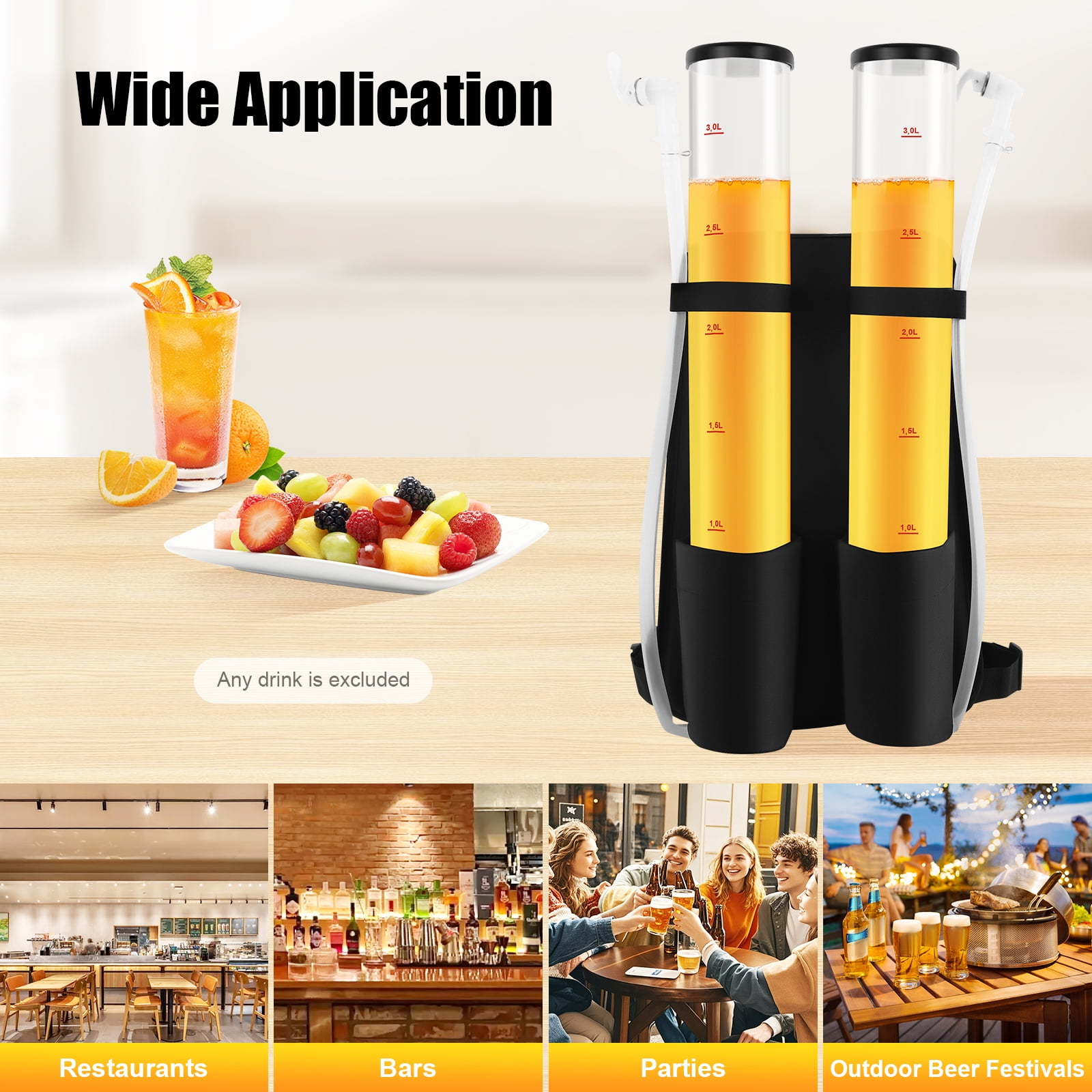 6L Dual Gun Double Beer Beverage Alcohol Liquor Dispenser Backpack for ...