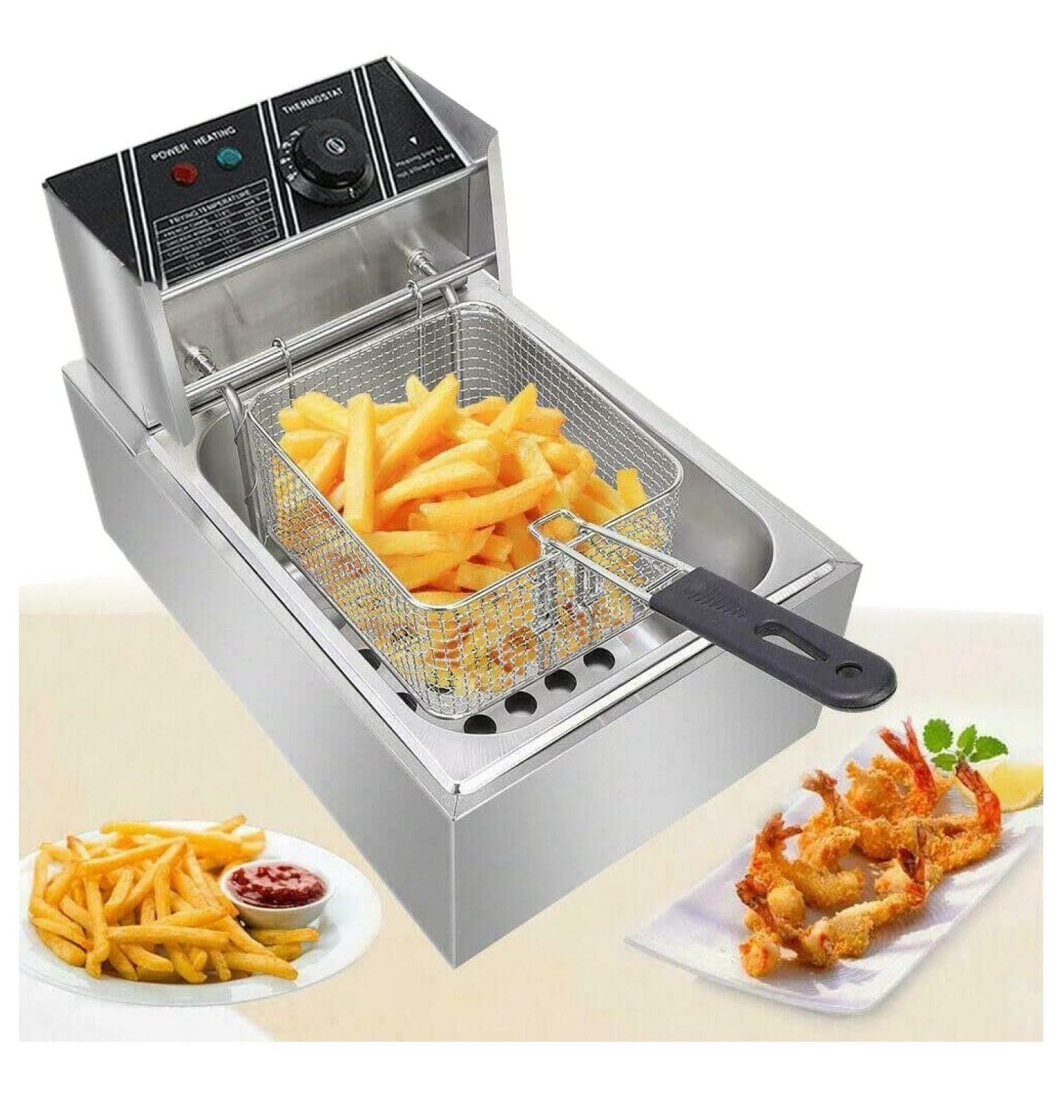 6L Electric Deep Fryer with Baskets 1700W, Countertop Deep Fryer with ...
