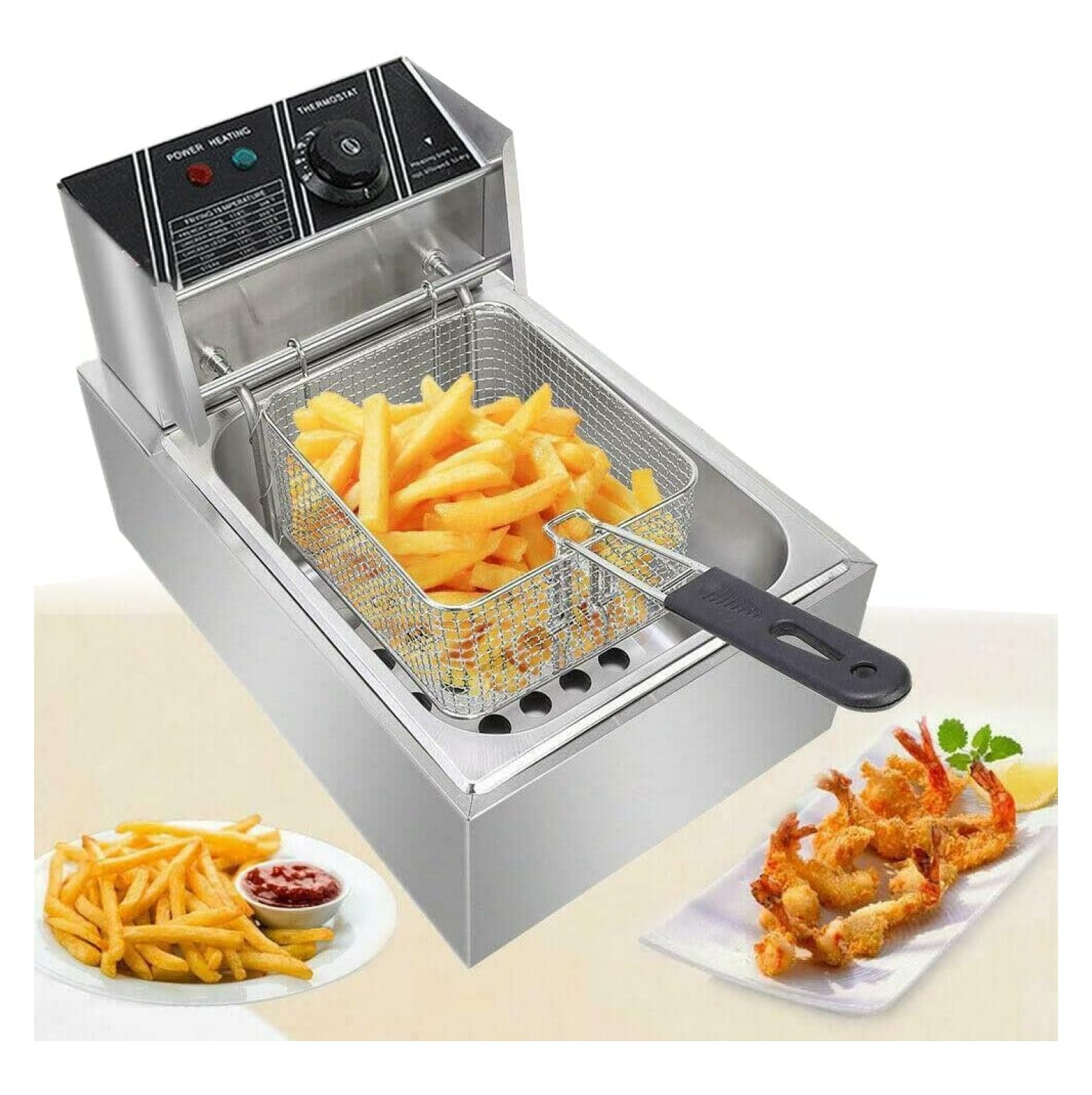 6L Electric Deep Fryer with Baskets 1700W, Countertop Deep Fryer with ...