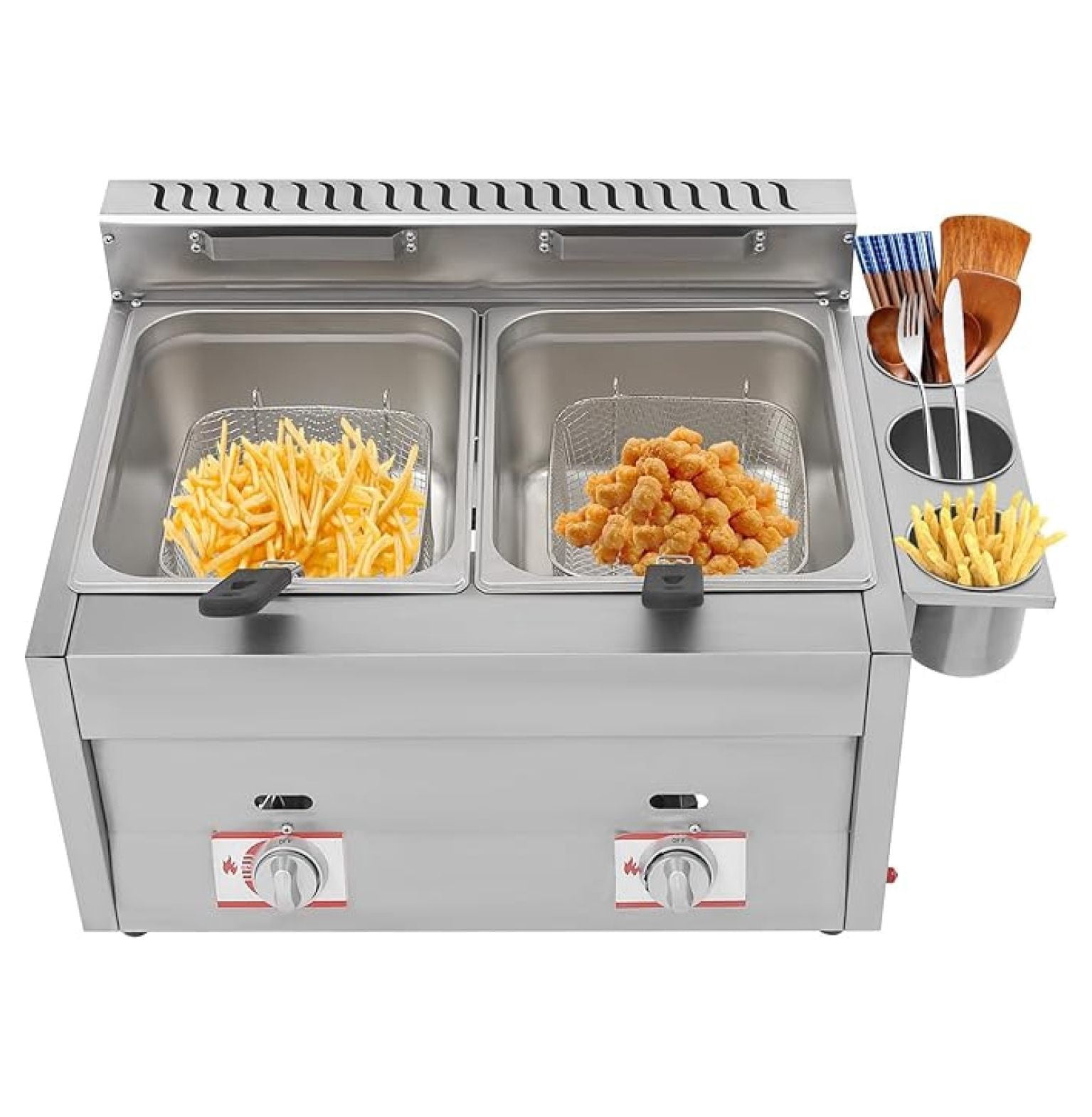 6L Gas Deep Fryer, Stainless Steel Dual Gas Deep Fryer, Kitchen Frying ...