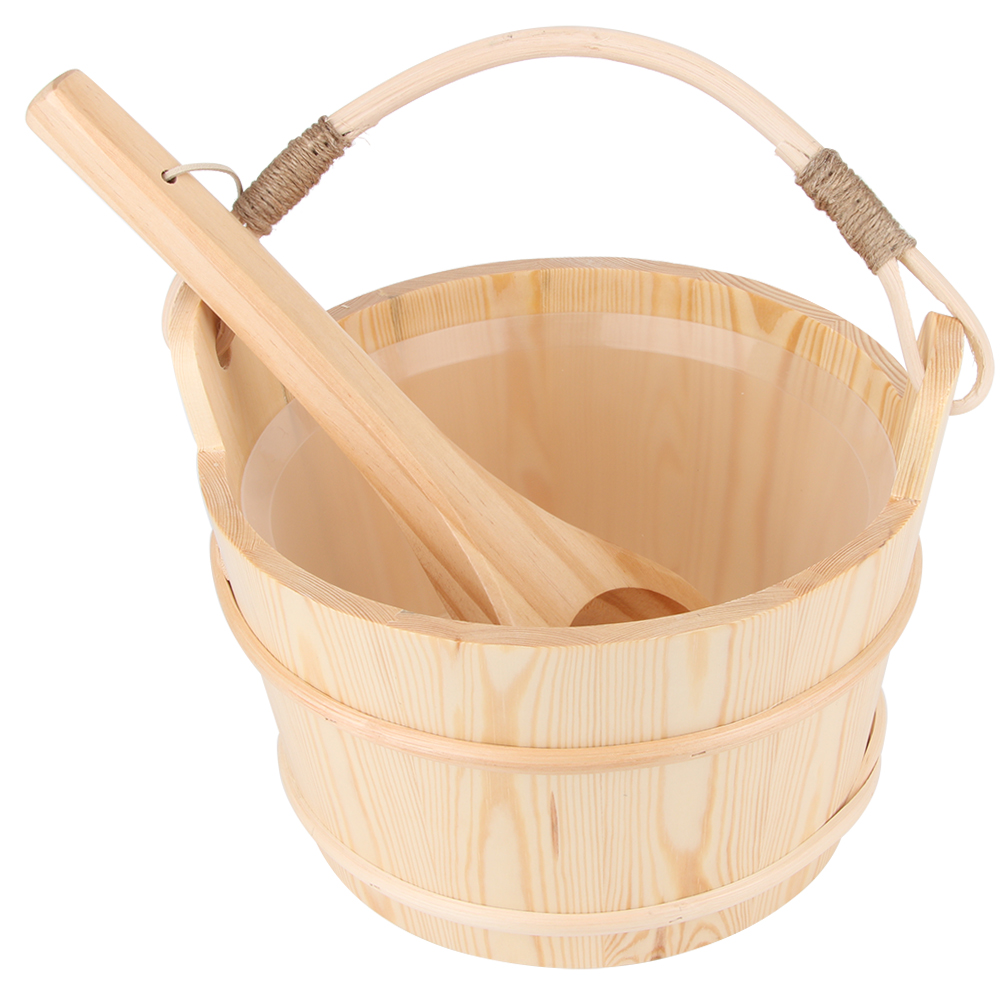 6L High Capacity Wooden Sauna Bucket With Ladle Sauna Steam Room ...