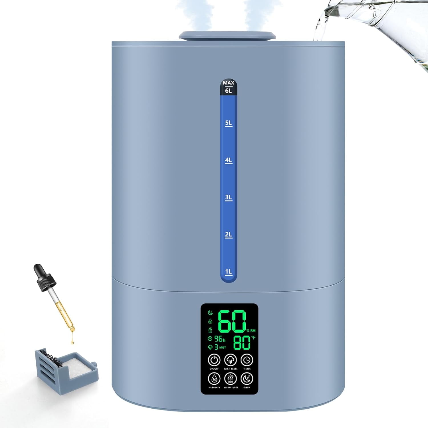 6L Humidifiers for Bedroom Large Room Home, Cool and Warm Humidifiers ...