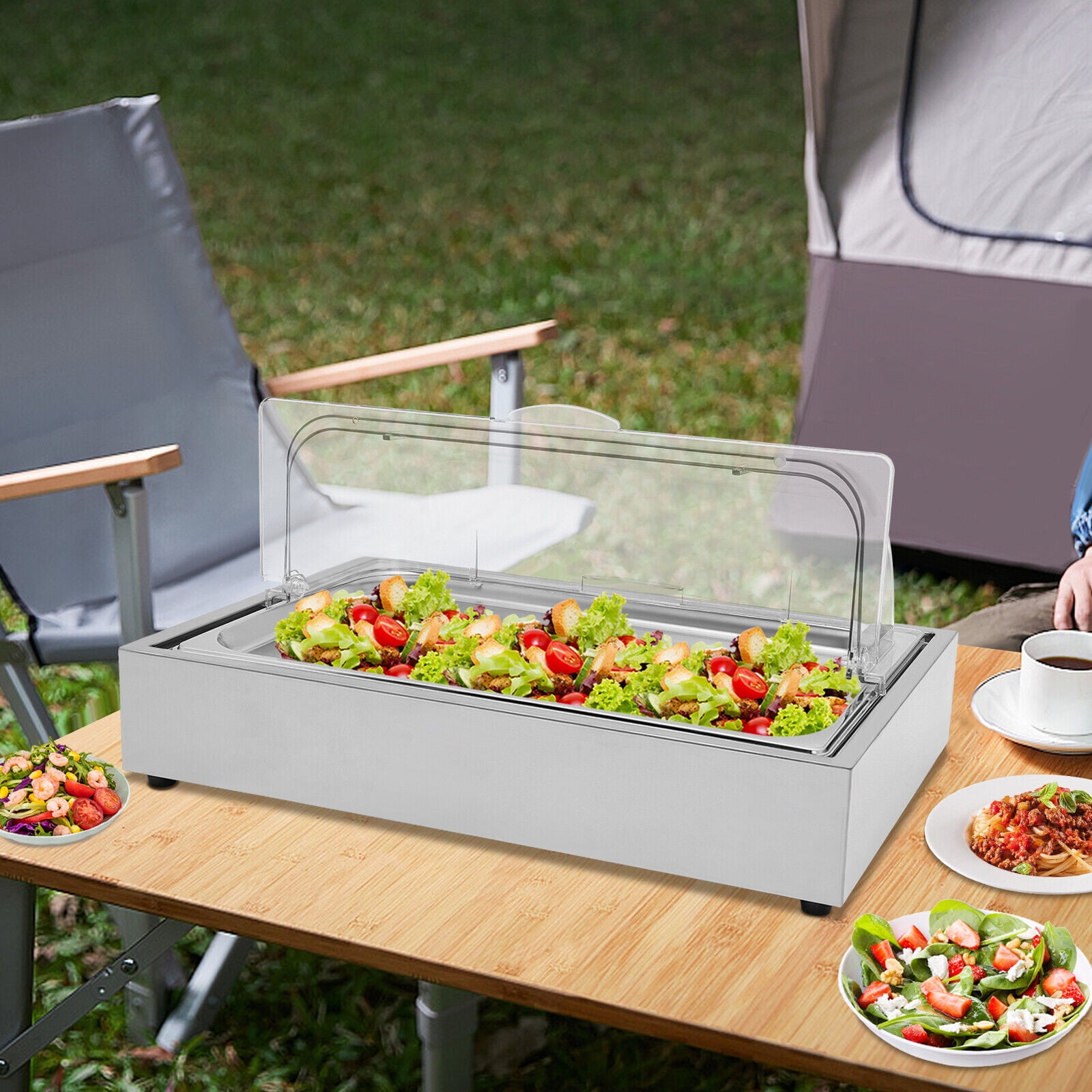 6L Ice Food Serving Display Tray Buffet Cold Serving Cooler Platter ...