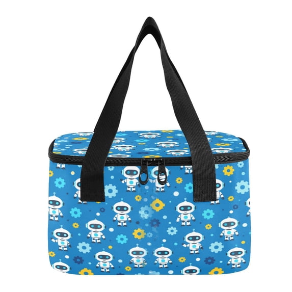 6L Insulated Lunch Bag Square Handheld Cooler Tote Robot Gears Pattern ...