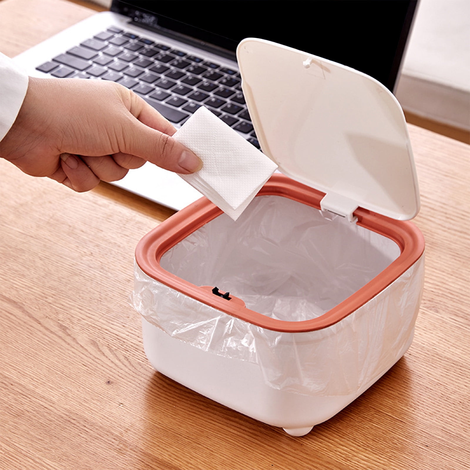 6L Large Capacity Plastic Bathroom Trash Can, Round Slim Design, Push ...