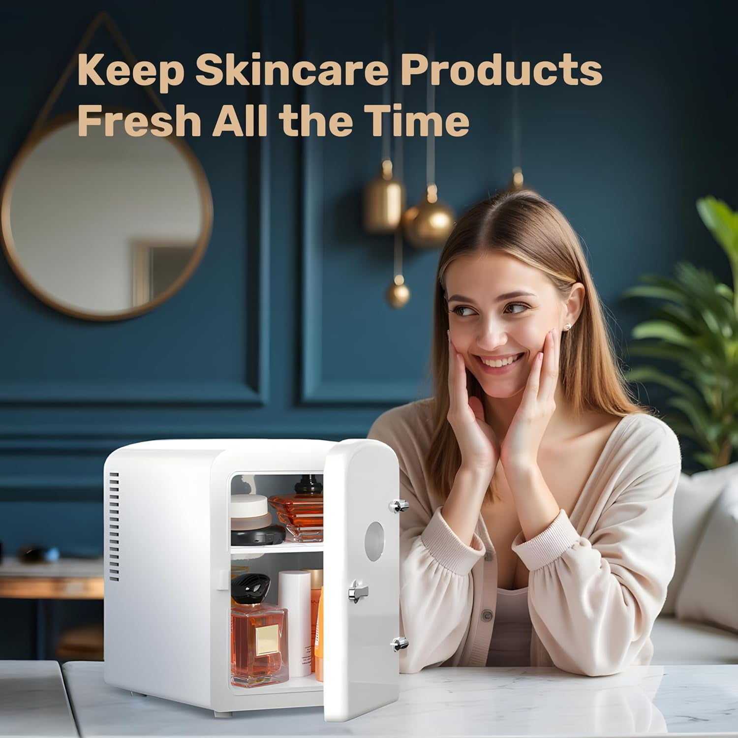 6L Mini Fridge with Observation Window, 8 Can Capacity, Freon-Free and ...