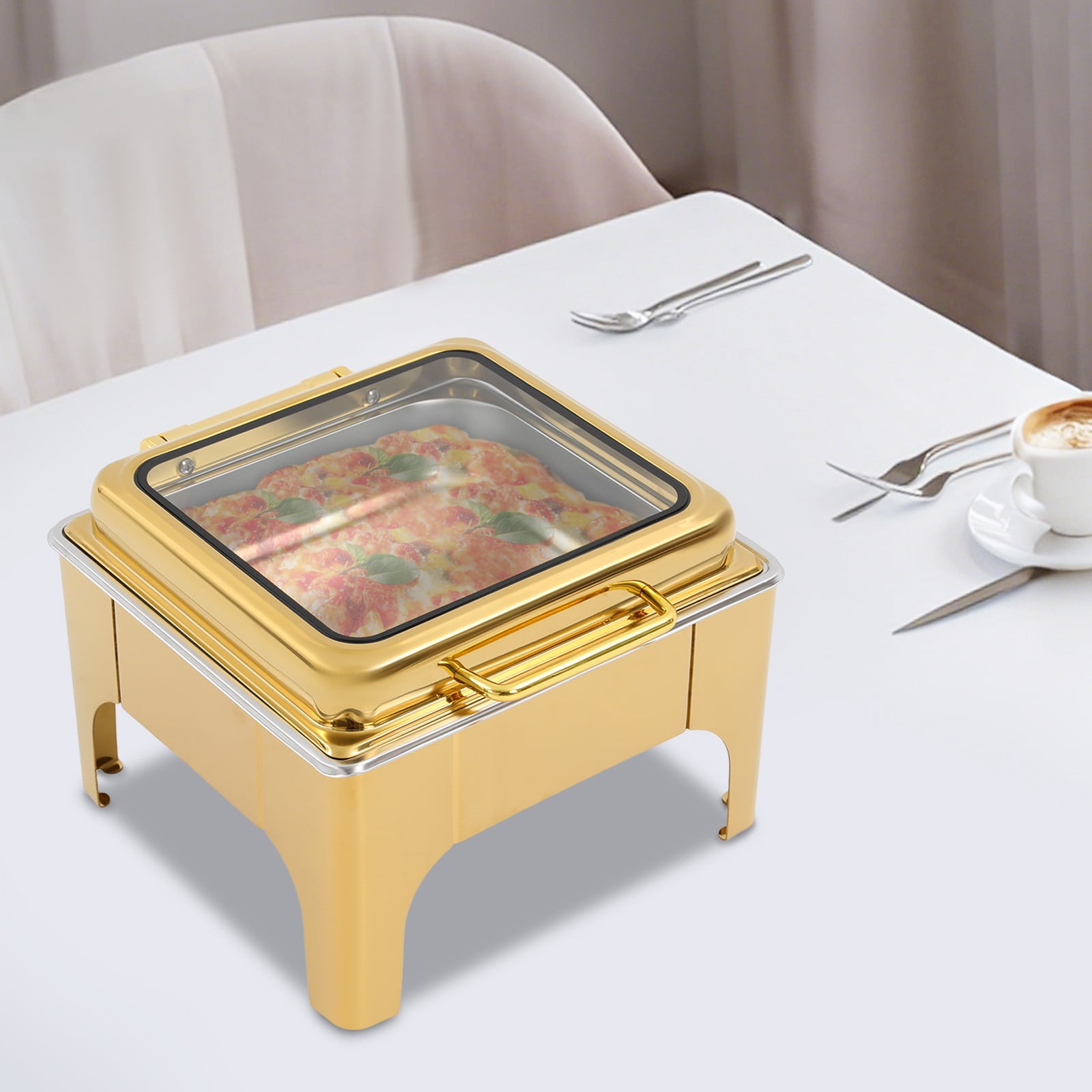 6L Modern Buffet Chafing Dish Set Stainless Steel Food Warmer Gold ...