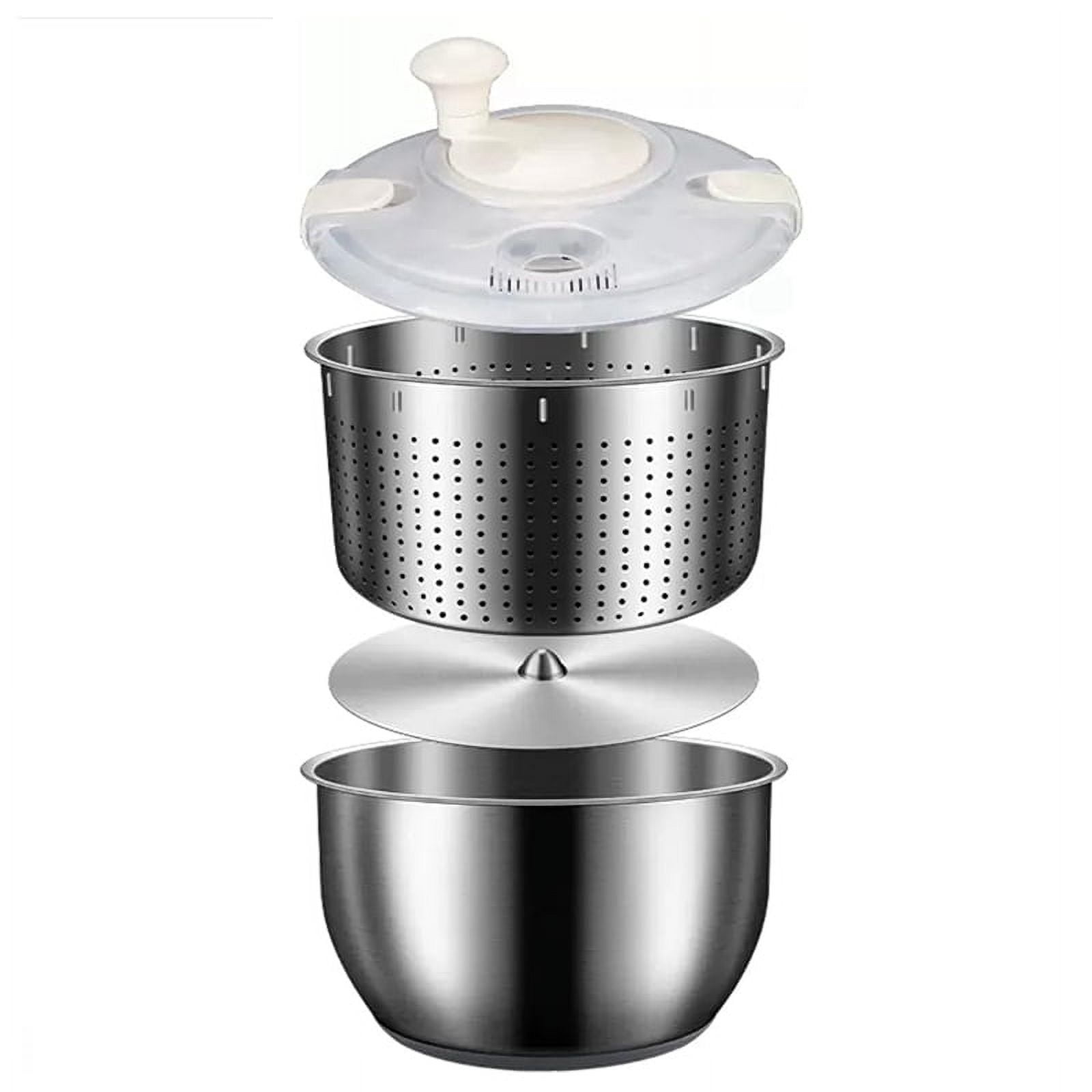 6L Salad Spinner, Stainless Steel Vegetable Washer with PP Lid, Food ...