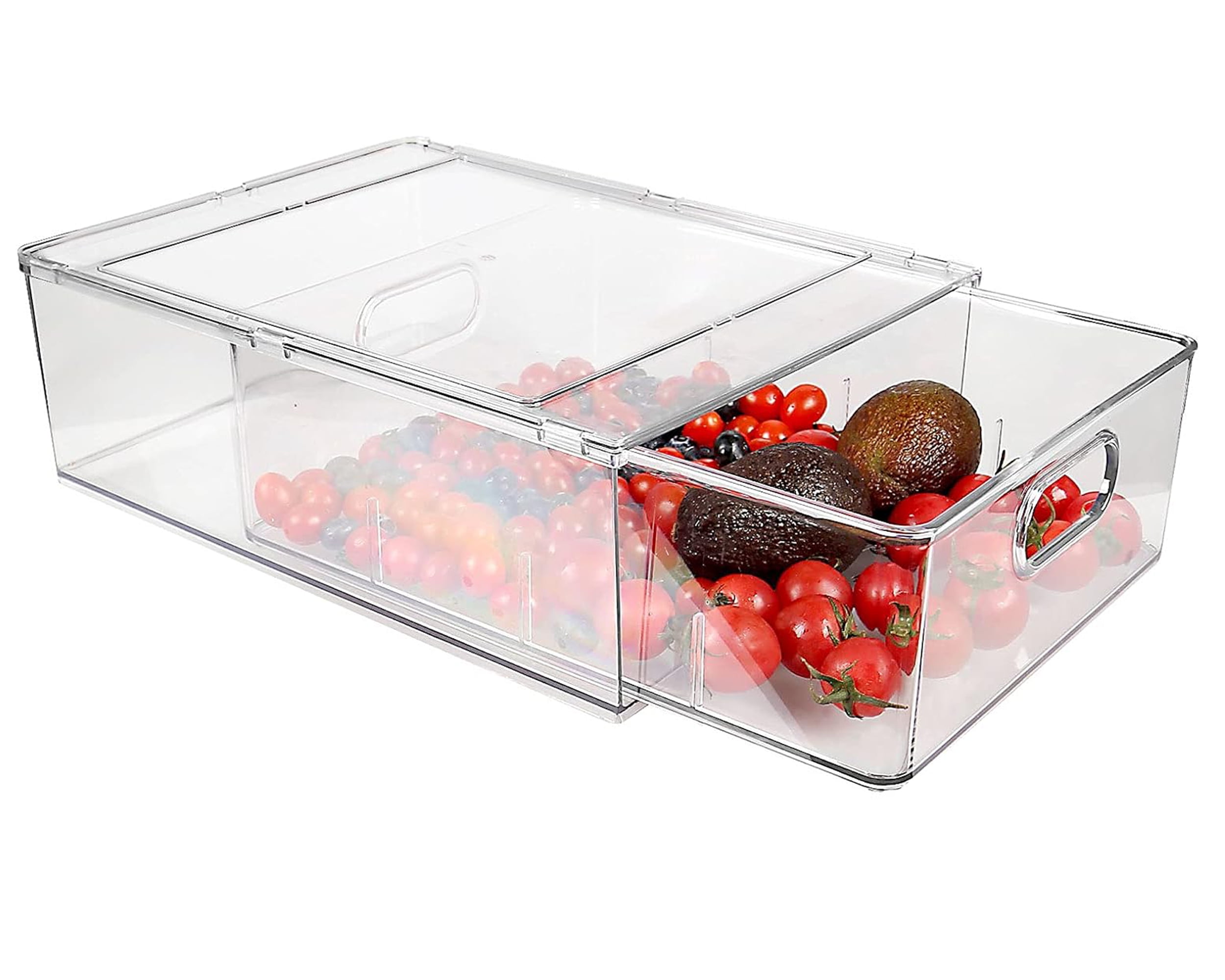 6 Liters Stackable Refrigerator Storage Bins, Clear Stackable Pull Out ...