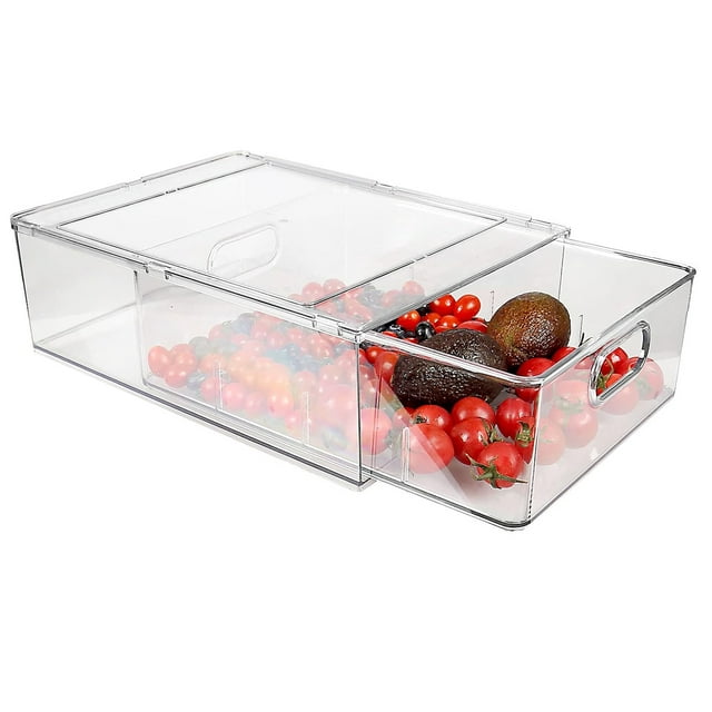 6 Liters Stackable Refrigerator Storage Bins, Clear Stackable Pull Out ...