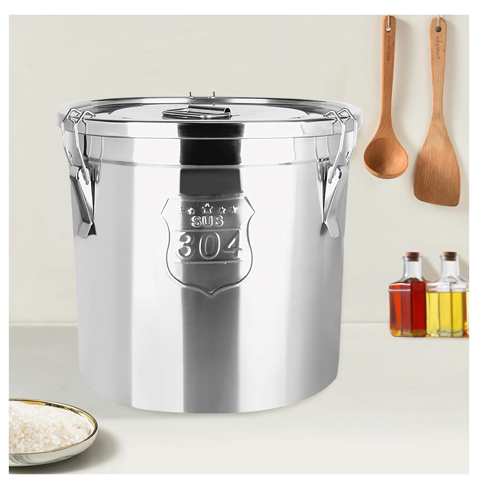 6L Stainless Steel Airtight Canister Kitchen Food Canisters with Lid ...