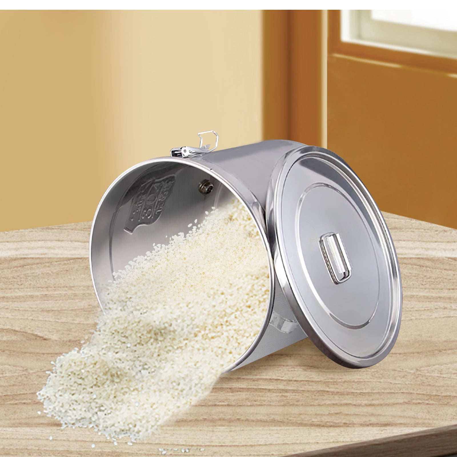 6L Stainless Steel Airtight Canister with Locking Clamp & Rubber Seal ...