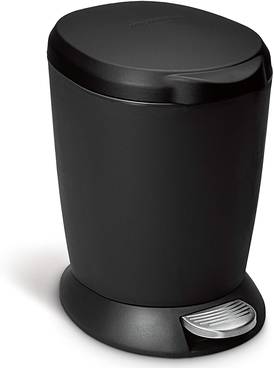 simplehuman Small Bathroom Waste Basket, 1.5 Gallon Round Plastic Step ...