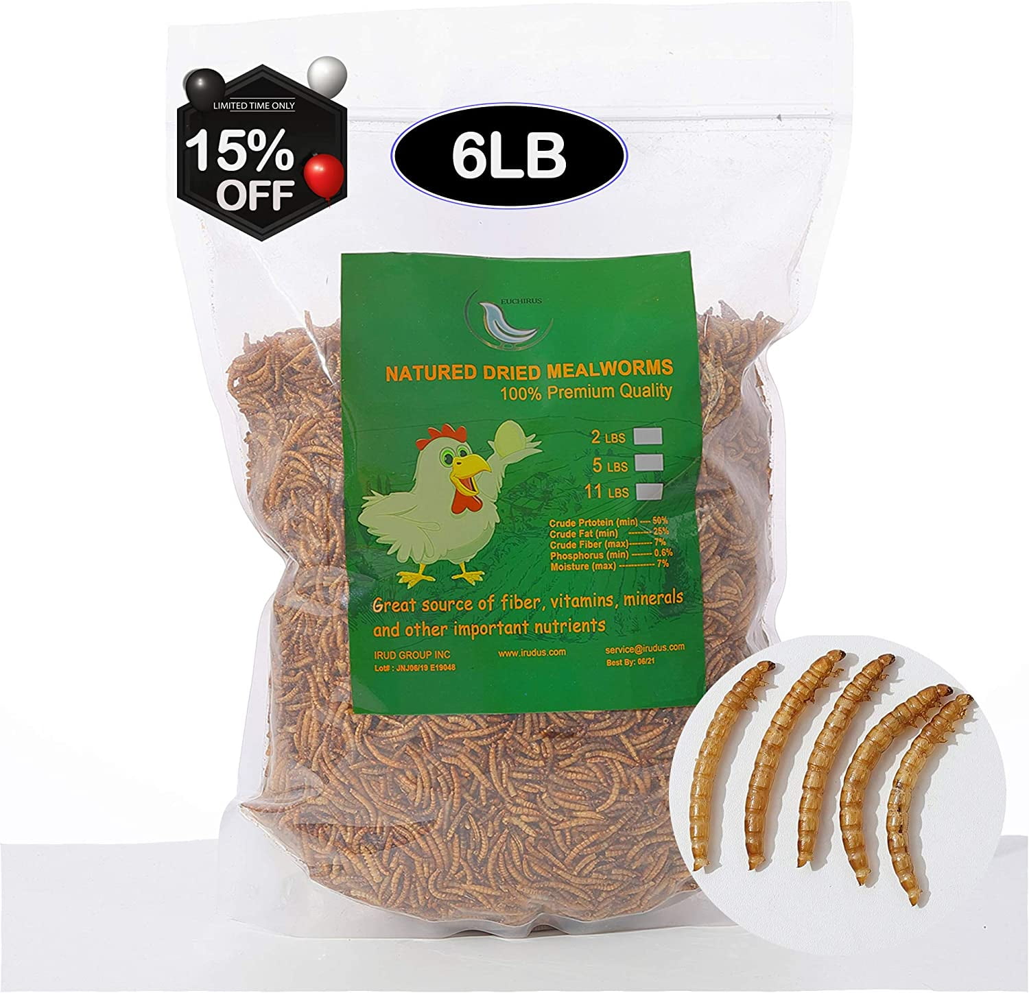 6LBs Non-GMO Dried Mealworms,High-Protein Larvae Treats Feed Molting ...