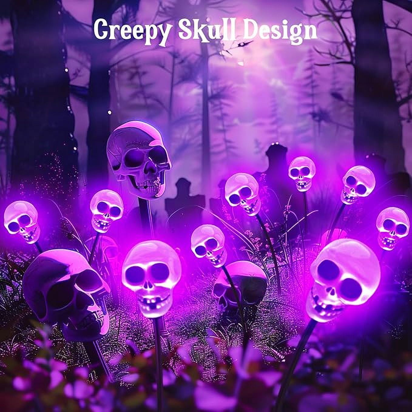 6LED Skull Halloween Solar Lights Decorations Outdoor Solar Powered ...