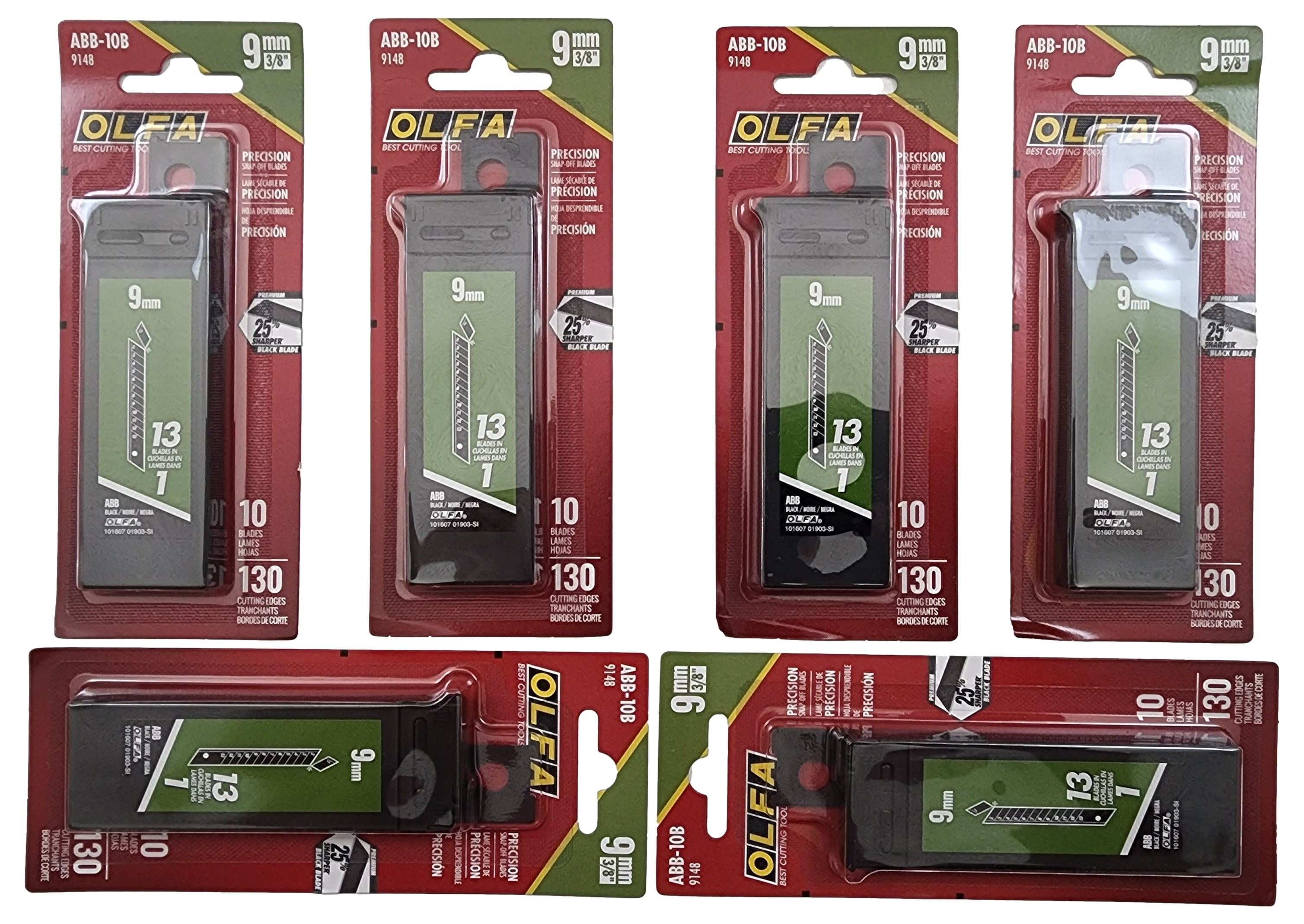 6Lot OLFA 9148 ABB-10B 9mm Ultra Sharp Black SnapOff Carbon Steel Blade ...