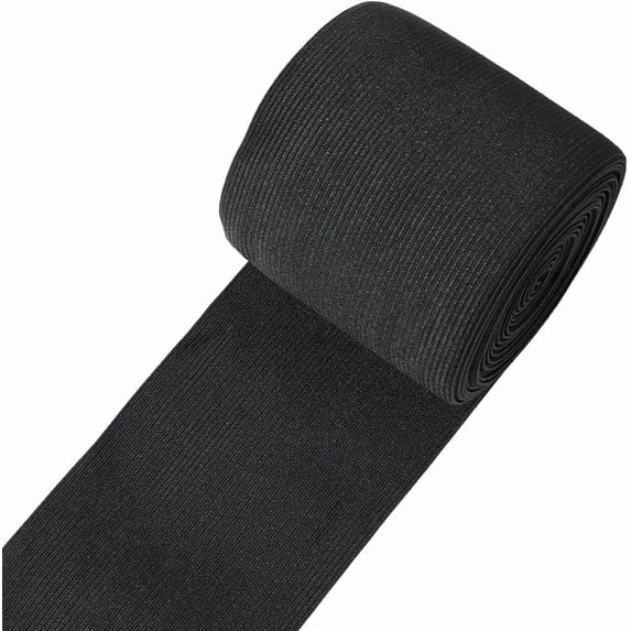 6M 3 Inch Elastic Band Spool Black Flat Wide Braid Sewing Elastic Bands ...