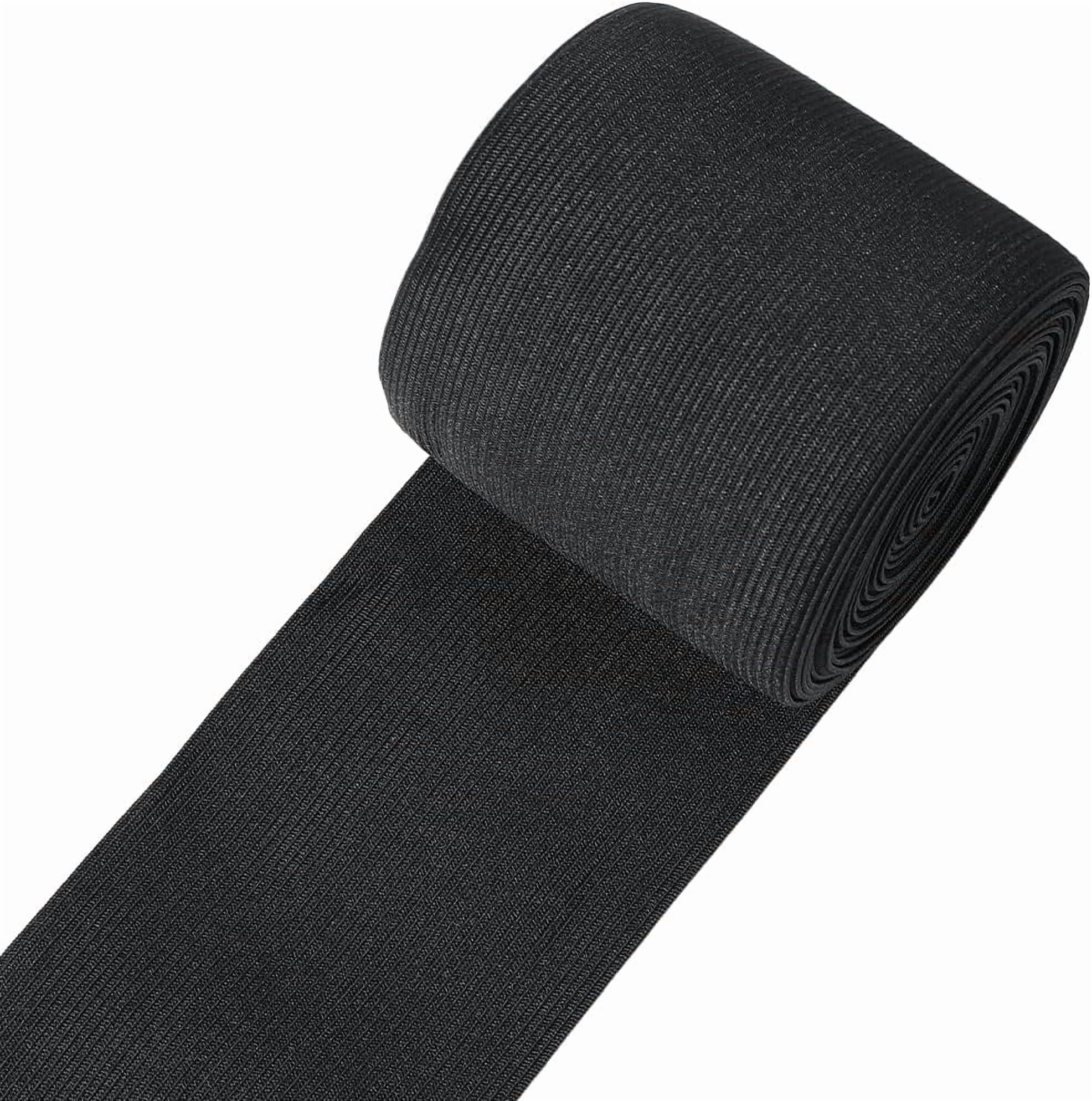 6M 3 Inch Elastic Band Spool Black Flat Wide Braid Sewing Elastic Bands ...