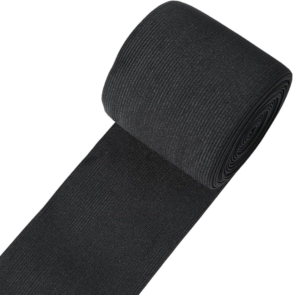 6M 3 Inch Elastic Spool Black Flat Wide Braided Sewing Elastic Cord ...