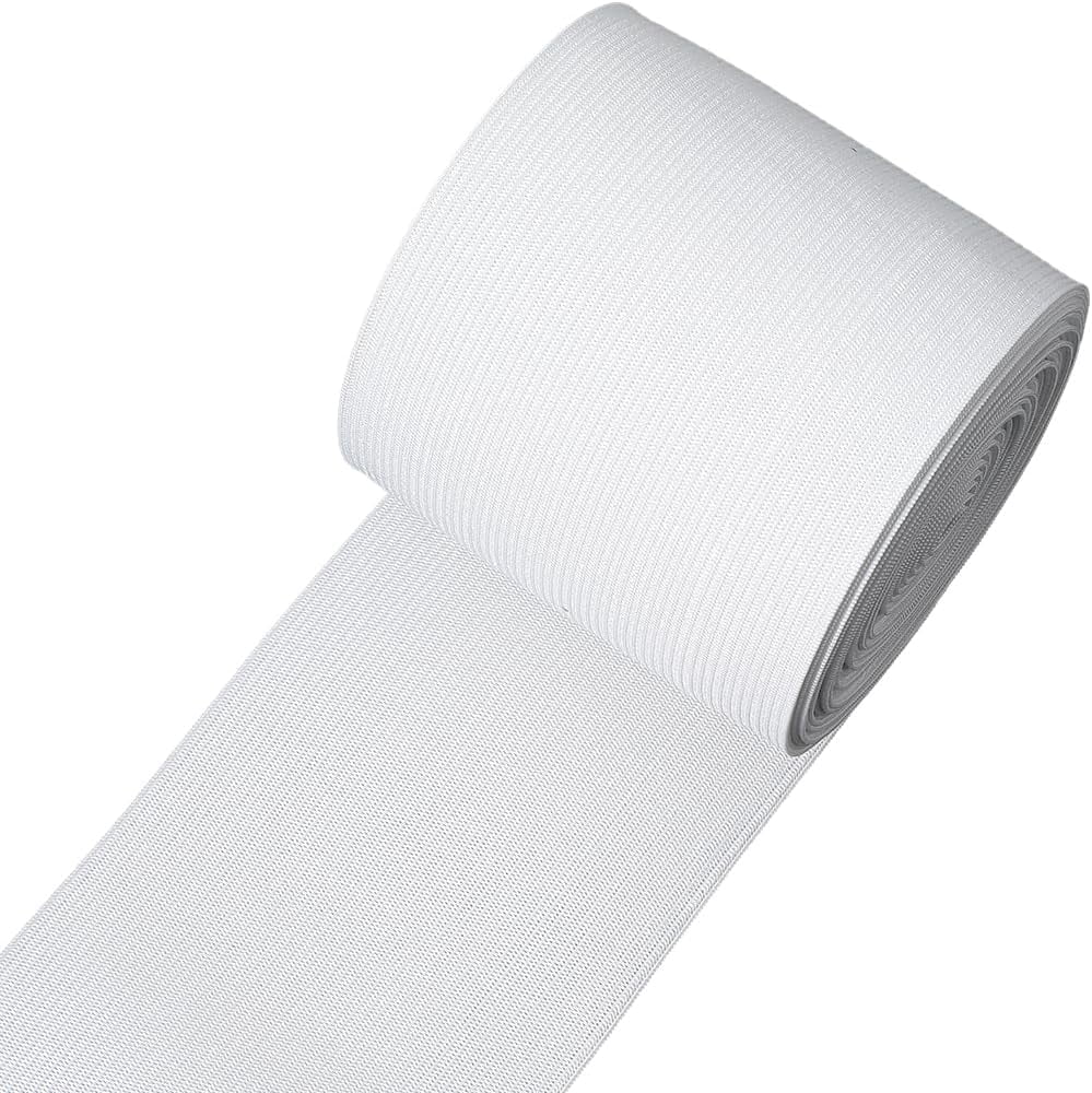 6M 3 Inch White Elastic Band Spool Heavy Stretch High Elasticity Knit ...