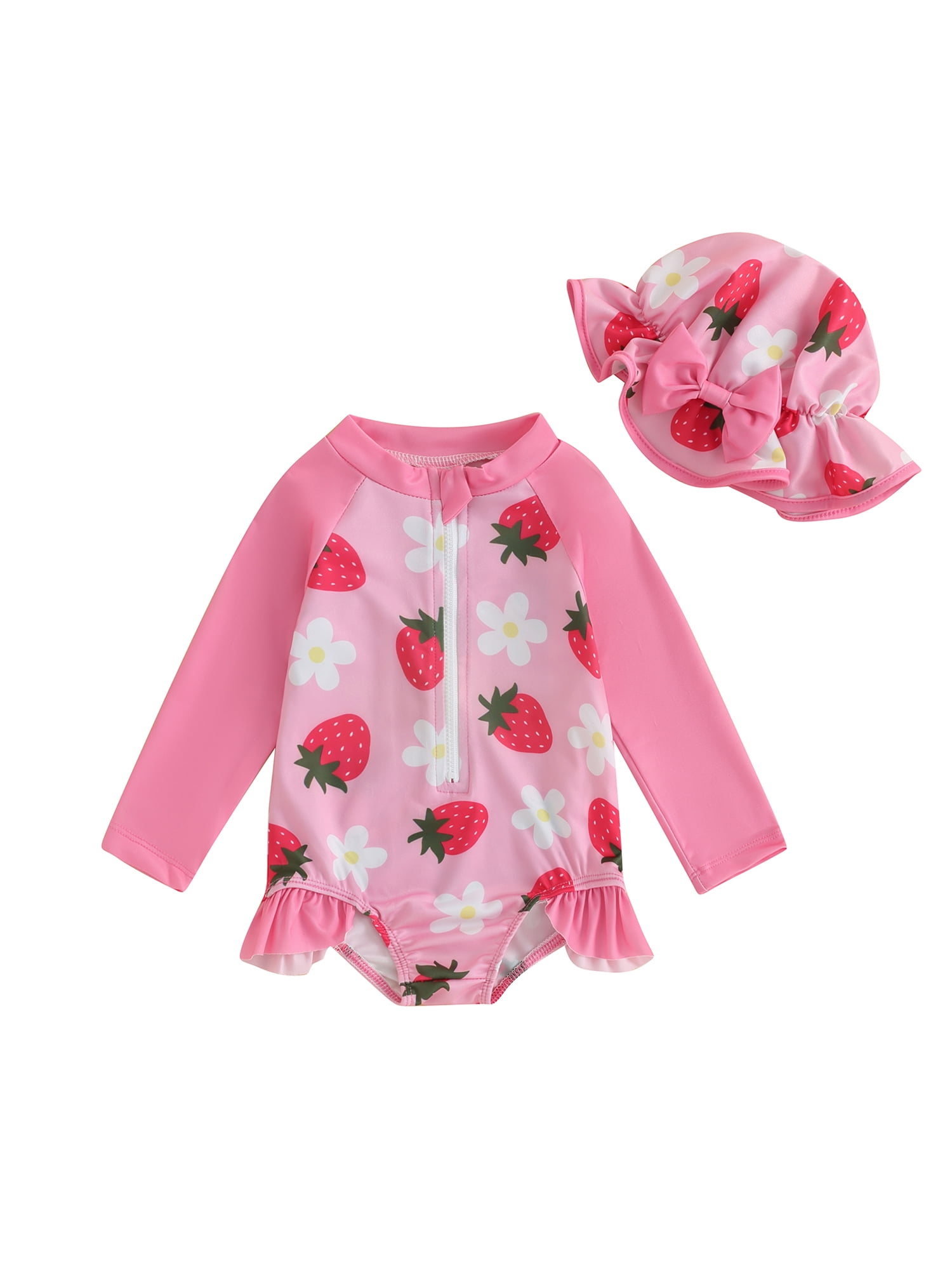 6M-3Y Baby Girl One-Piece Swimsuit Rash Guard Toddler Infant Zipper ...