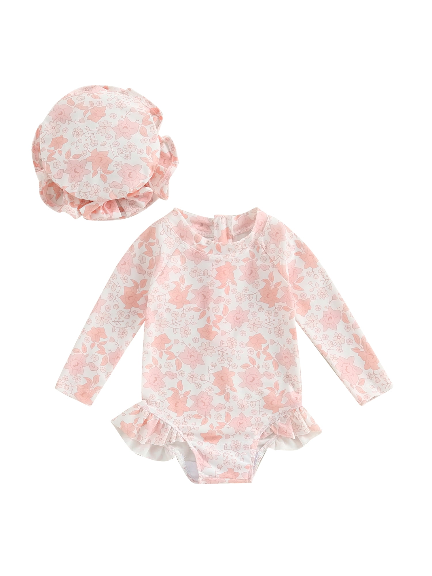 6M-3Y Baby Girl One-Piece Swimsuit Rash Guard Toddler Infant Zipper ...