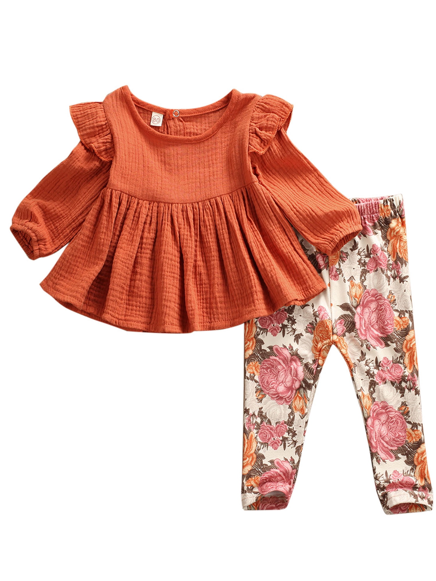6M-5Y Toddler Baby Kid Girls Autumn Clothing Set: Long Sleeve Ruffled ...