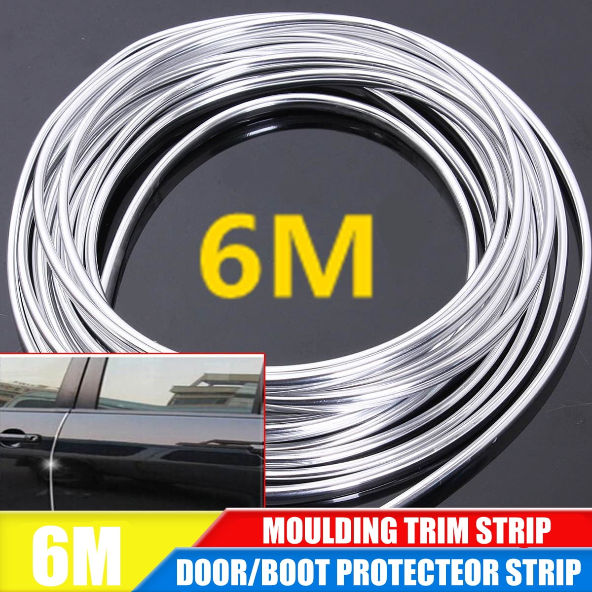 6M Car Door Chrome Moulding Trim Strip Edge Scratch Guard Protector ...