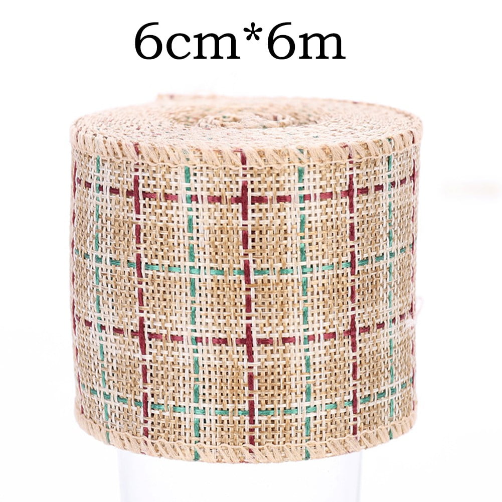 6M/Roll 6Cm Rolls Buffalo Check Plaid Christmas Wired Ribbon For Bow ...