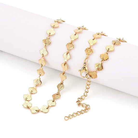 6MM 304 Stainless Steel Shell Shape Link Chain Necklaces Real 14K Gold ...