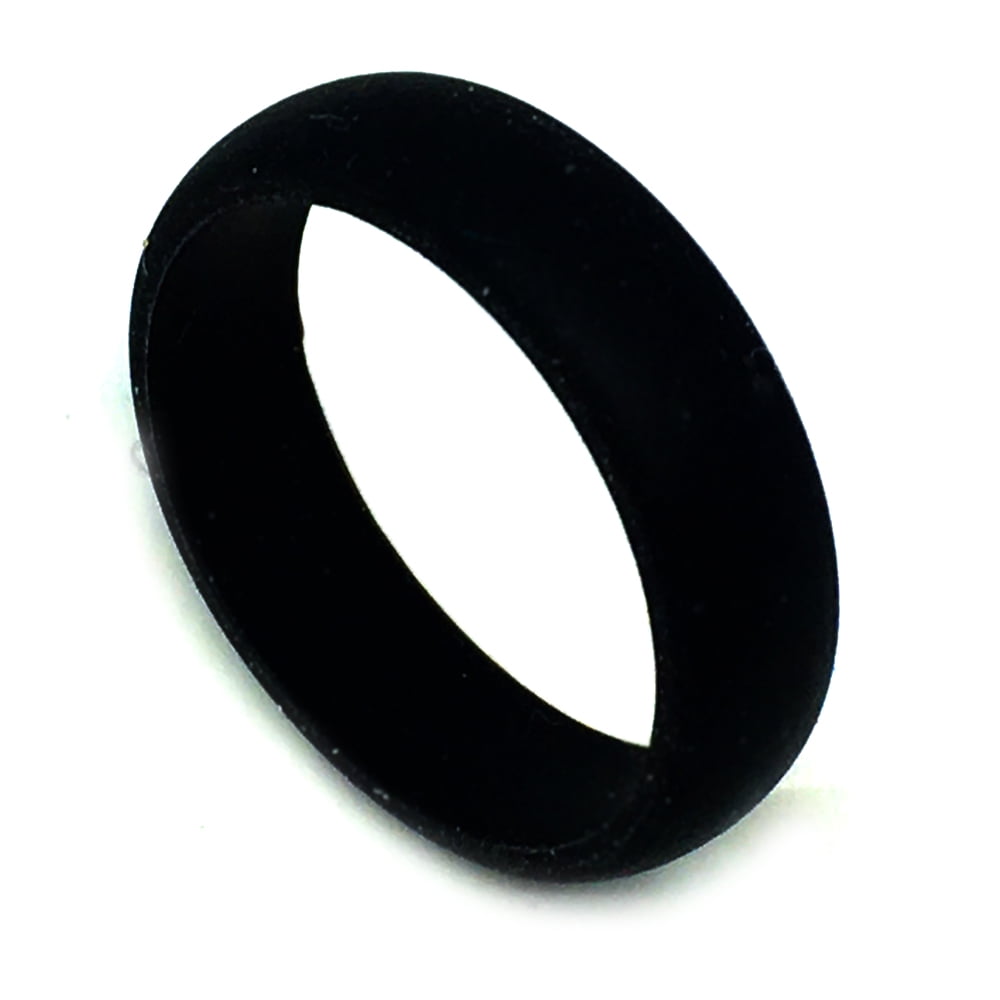 6MM Men or Ladies Athlete Sports Flexible BLACK Silicon Rubber Wedding ...