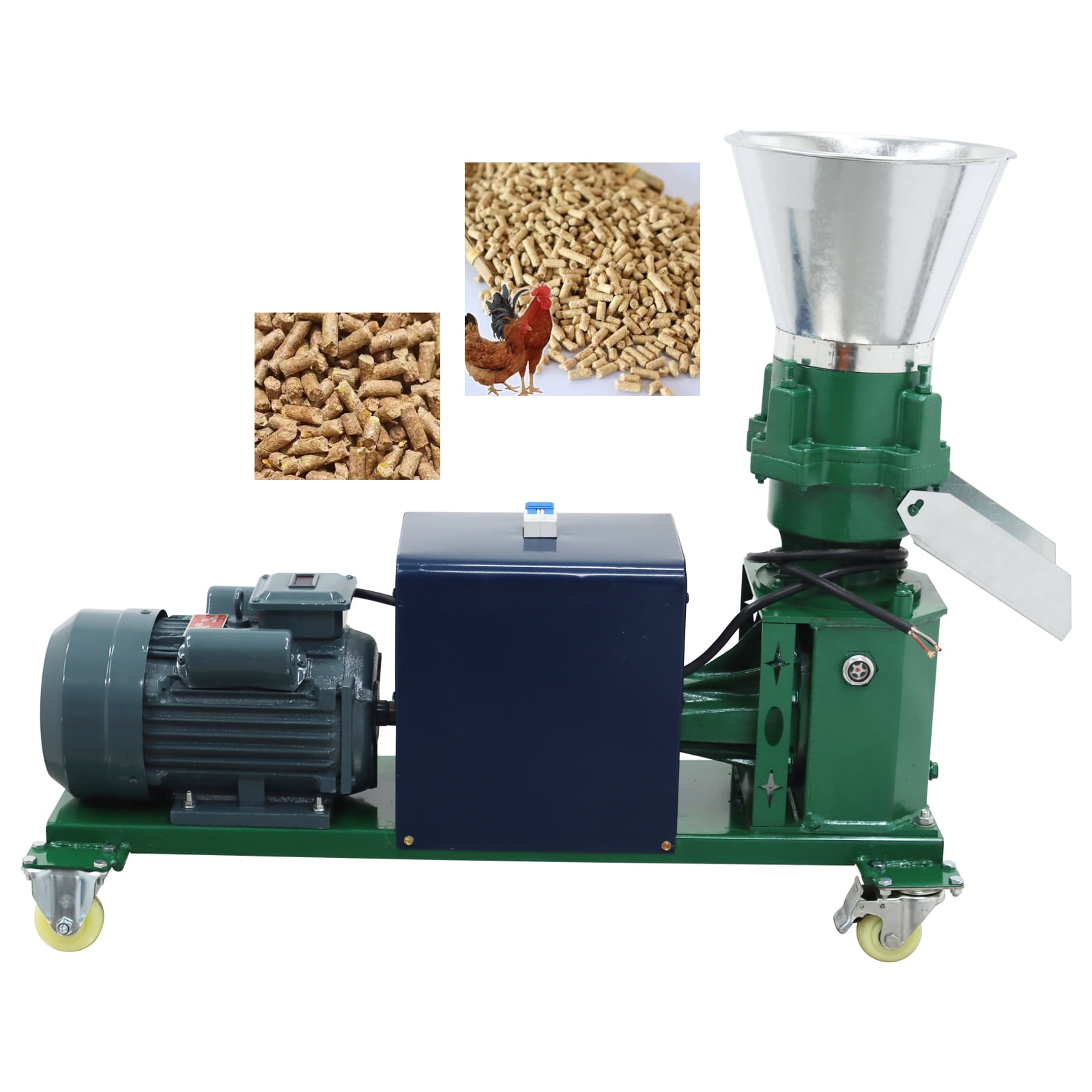 6MM Plate Chicken Feed Pellet Mill Machine Four-Head Roller Commercial ...