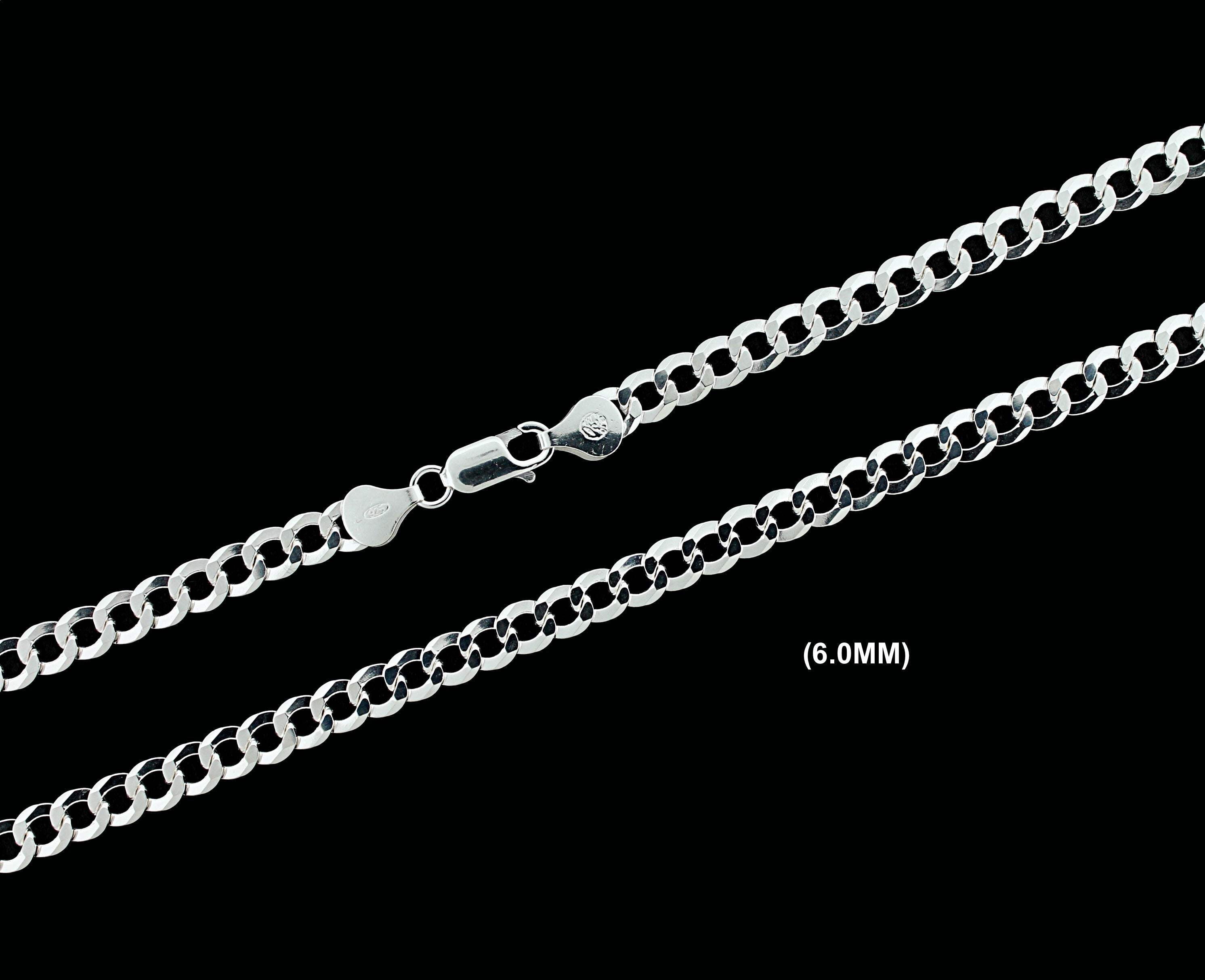 6MM Real Solid 925 Sterling Silver Curb Cuban Link Chain Pendant ...