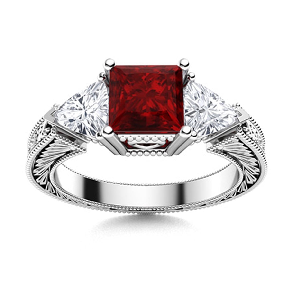 Mooneye 6MM Square Garnet Wedding Special Bohemian Women Ring 925 ...